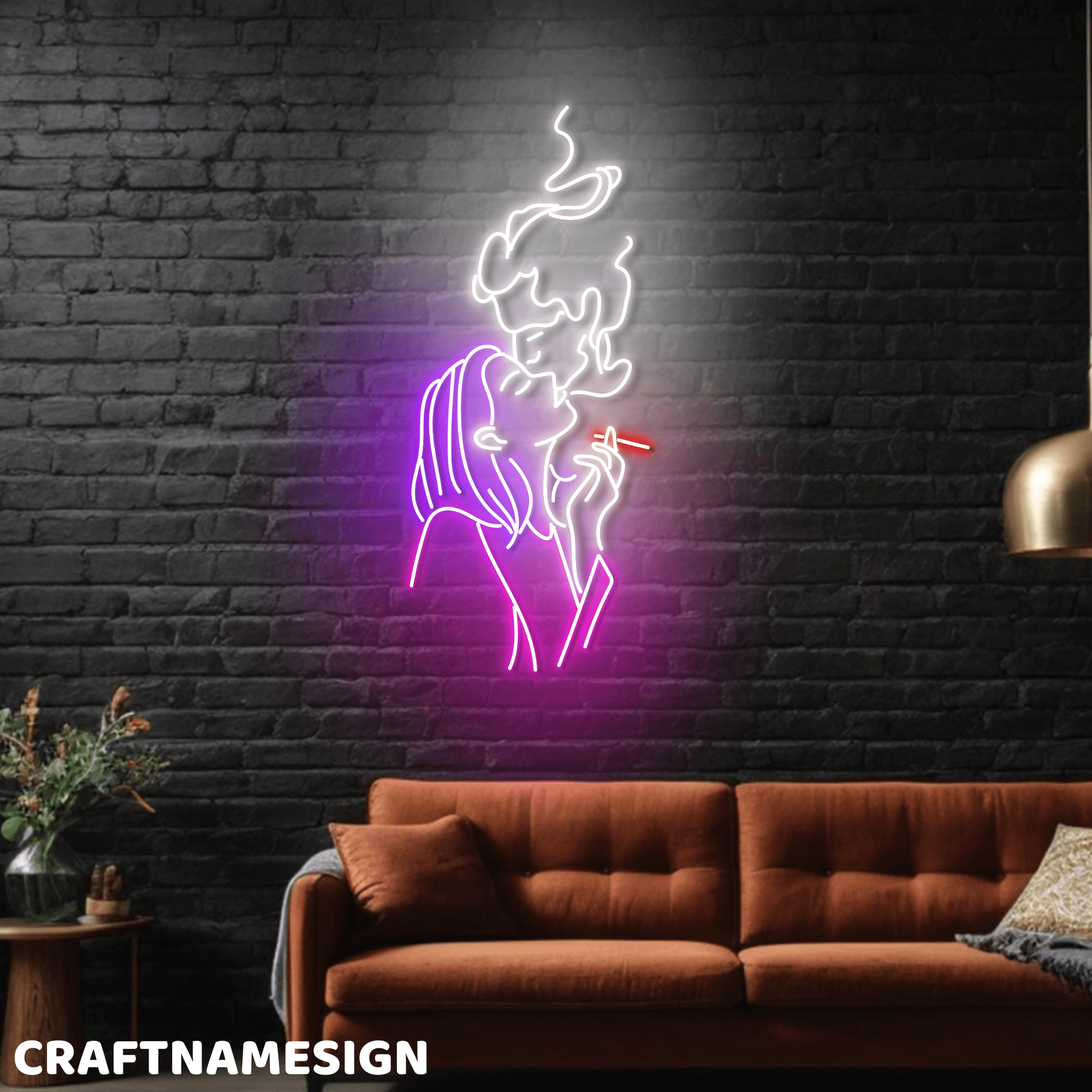 Craftnamesign Couple Smoking Neon Light For Wall Decor, Bedroom LED ...
