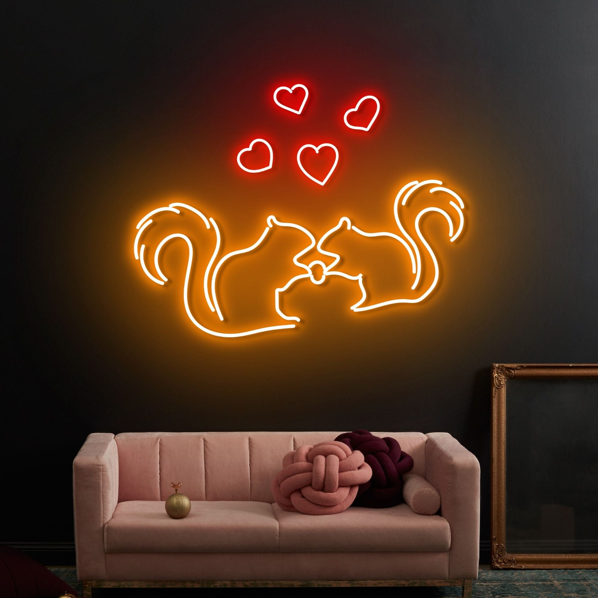 Craftnamesign Couple Squirrel Neon Art Signboard, Couple Squirrel Led ...
