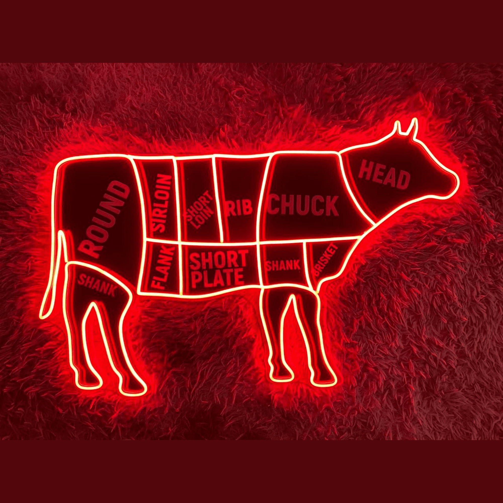 Craftnamesign Cow Butcher Neon Sign, BBQ Restaurant Decor, BBQ Grill ...