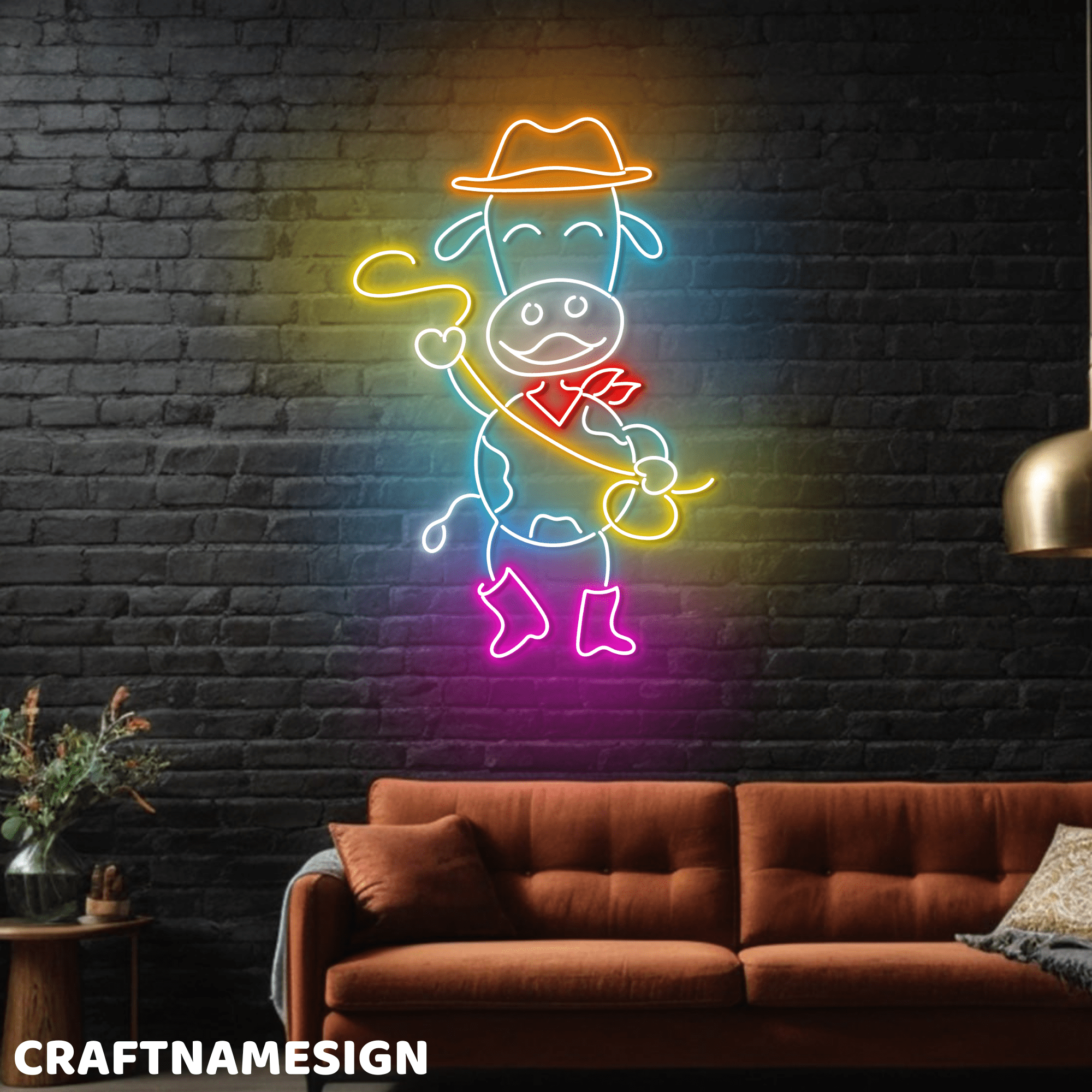 Craftnamesign Cow Cowboy Neon Light For Wall Art, Kids Room Toy Shop ...