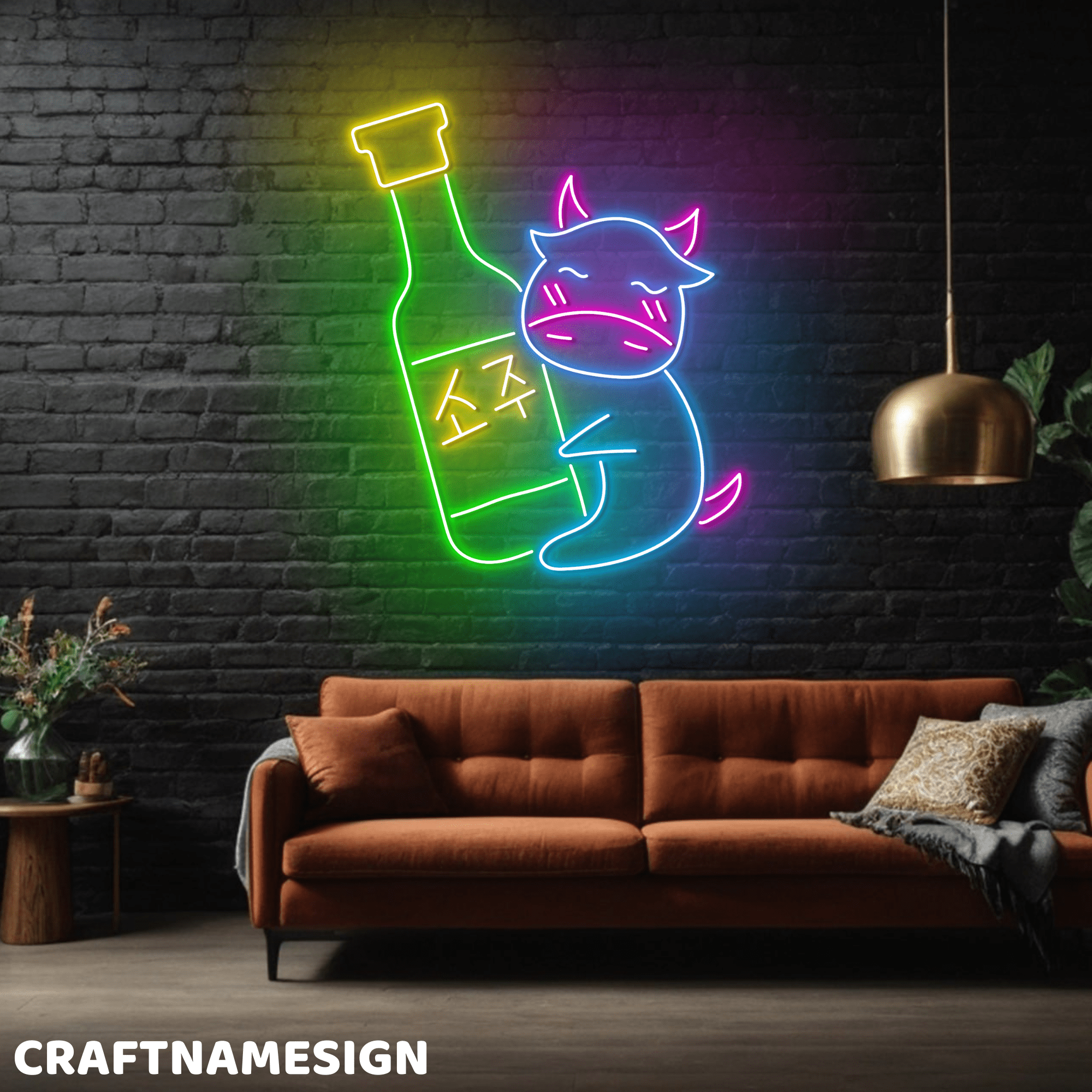 Craftnamesign Cow Drunk Neon Sign, Soju Store Wall Sign, Wine Store ...