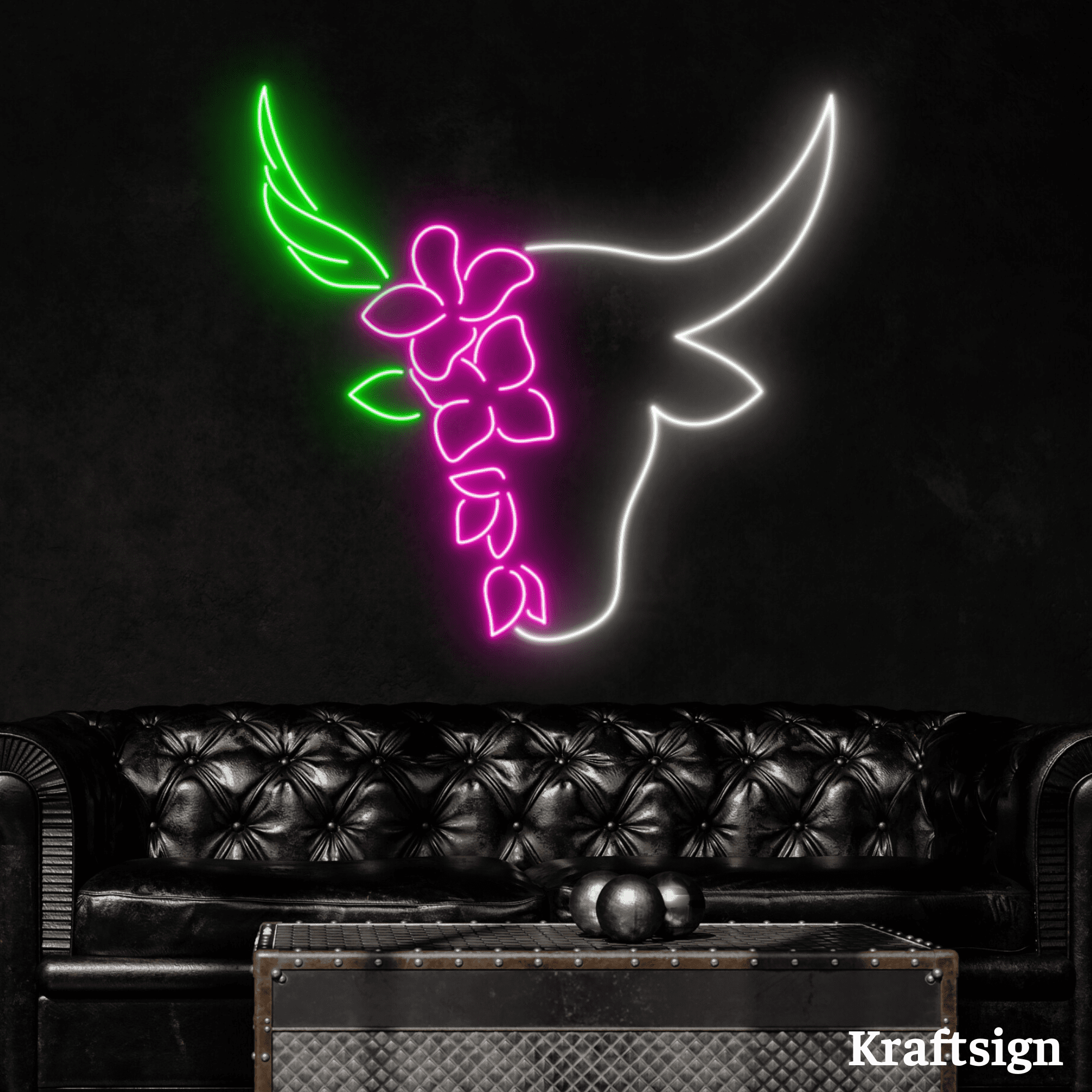 Craftnamesign Cow Flora Neon Sign, Cow LED Sign, Bedroom Decor, Dad ...