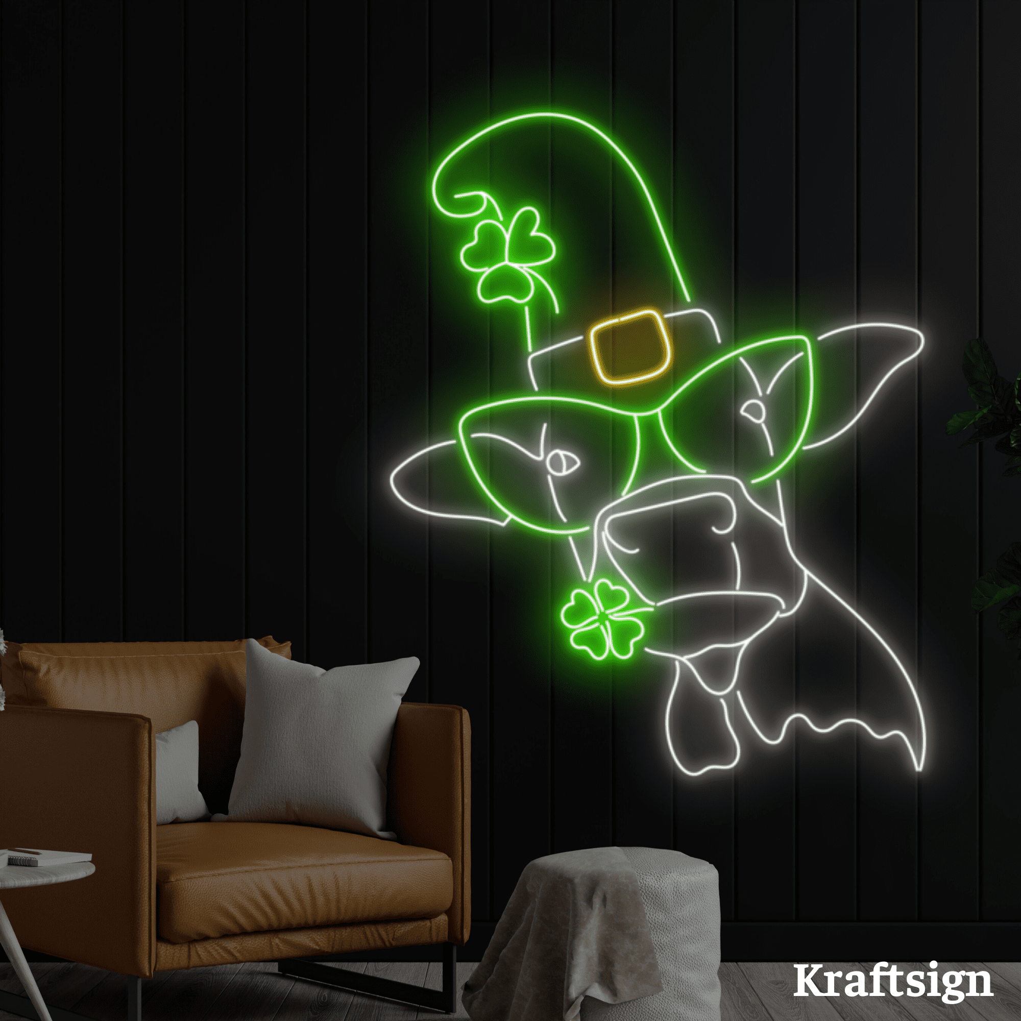 Craftnamesign Cow Patrick Hat Neon Sign, Saint Patrick's Day Decor ...