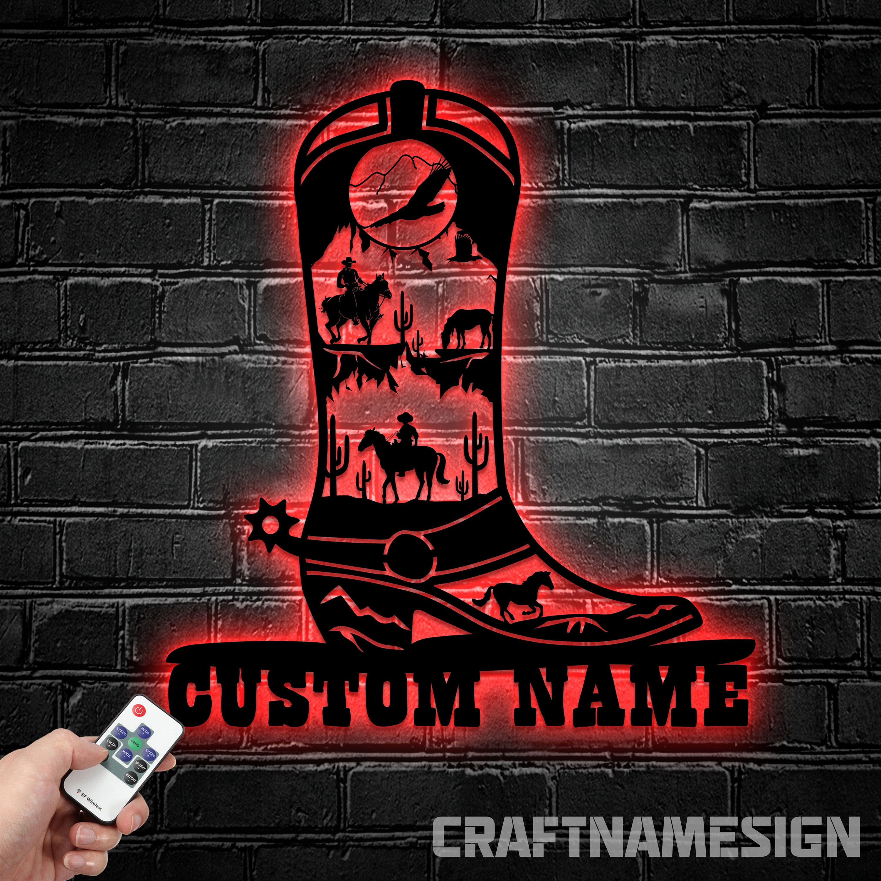 Craftnamesign Cowboy Boots Metal Wall Art, Cowboy Boots Metal Sign ...