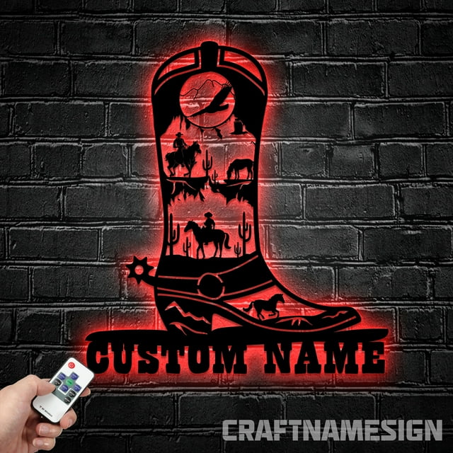 Craftnamesign Cowboy Boots Metal Wall Art, Cowboy Boots Metal Sign ...