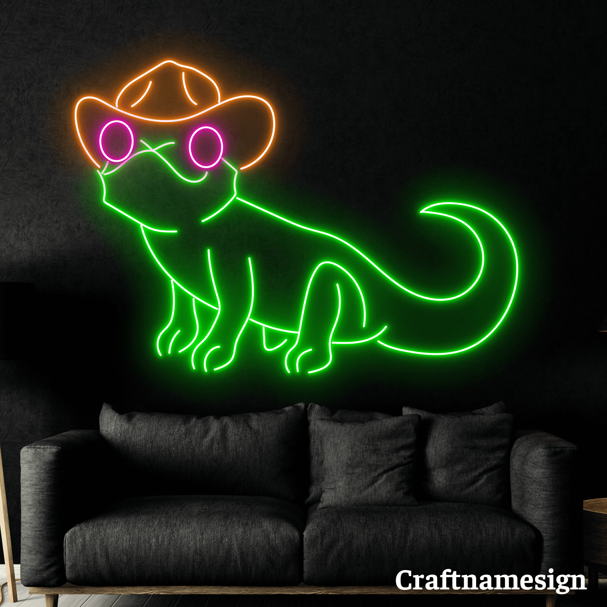 Craftnamesign Cowboy Gecko Neon Sign for Men Cave Bar Shop Wall Decor ...