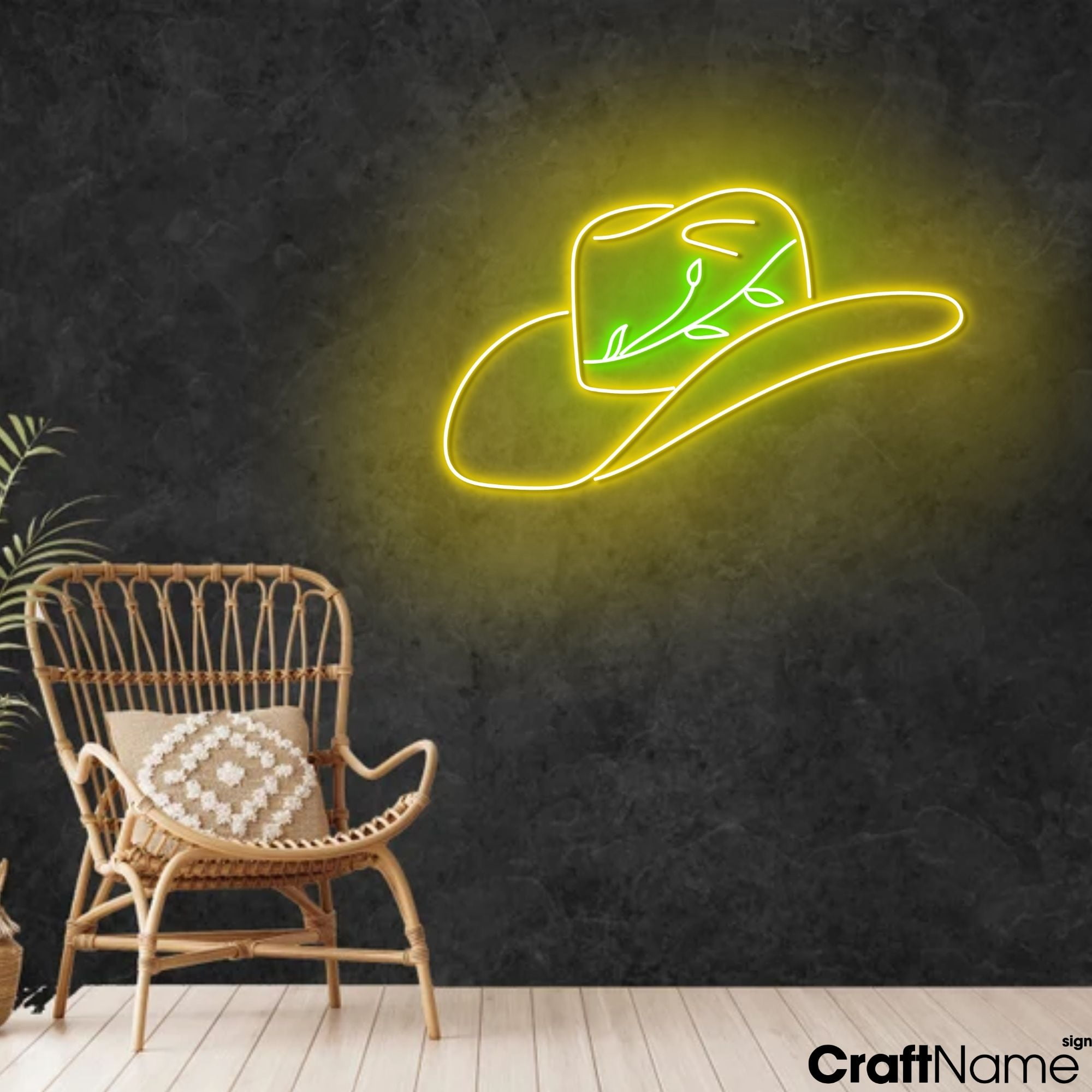Craftnamesign Cowboy Hat Neon Light Up, Cowboy LED Sign For Bar Pub ...