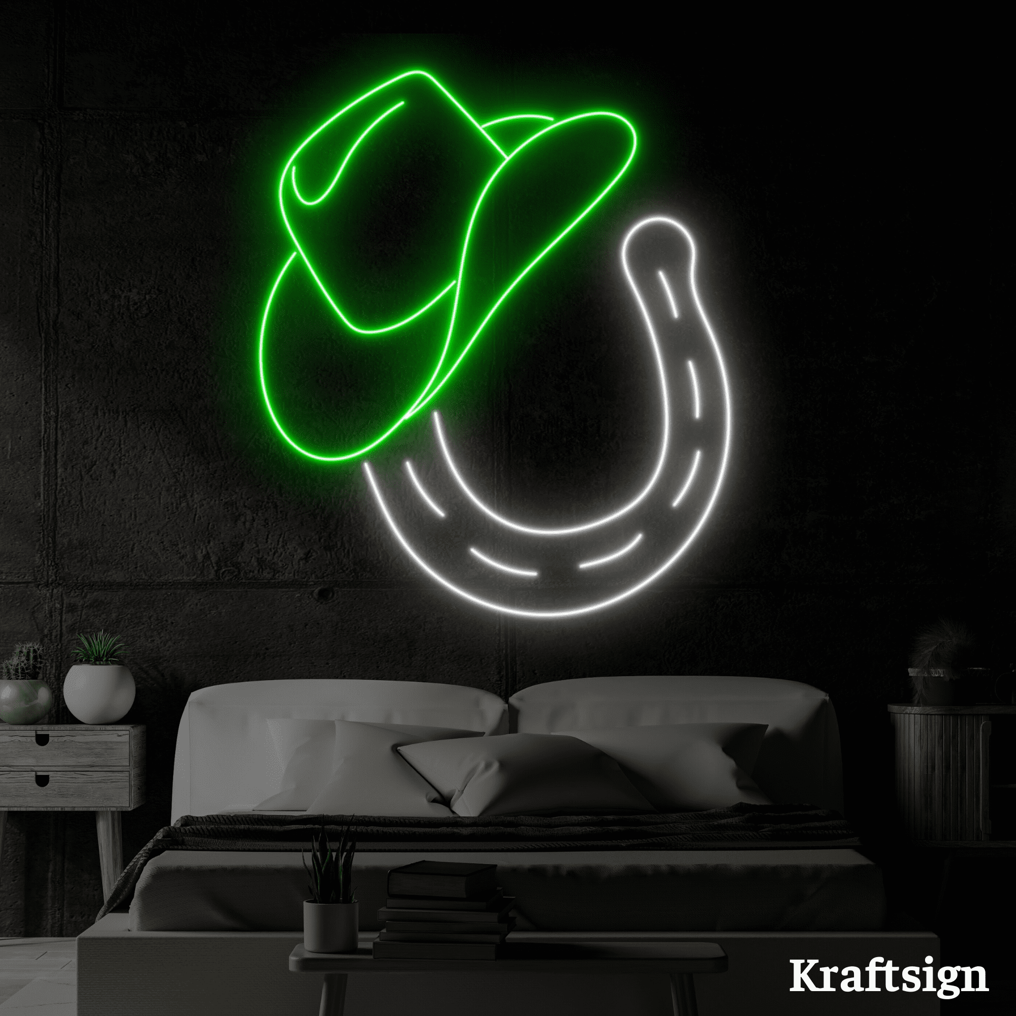 Craftnamesign Cowboy Hat Neon Sign, Horseshoe LED Sign, Farmer Dad ...