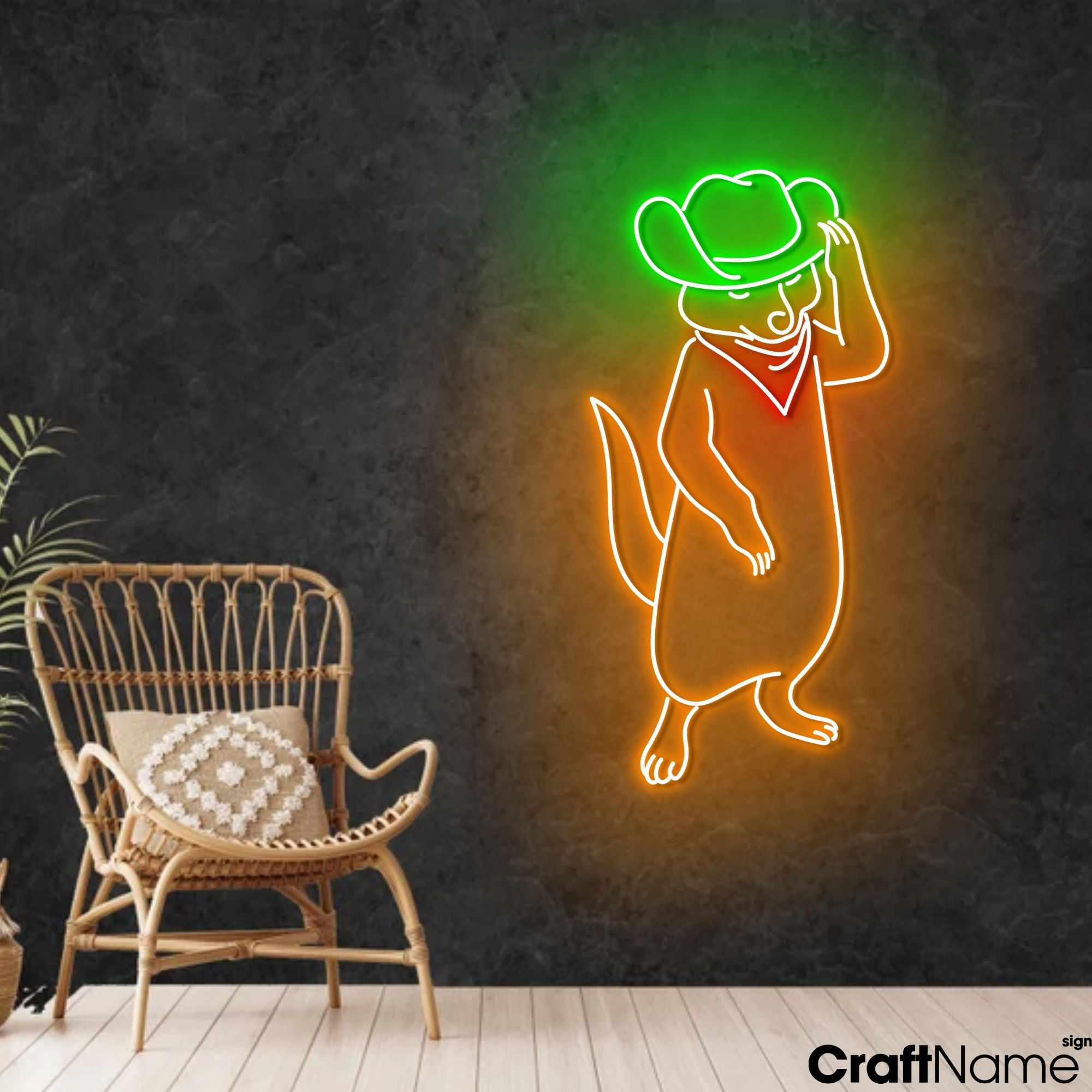 Craftnamesign Cowboy Otter Neon Light Up Wall Art, Animal LED Sign ...