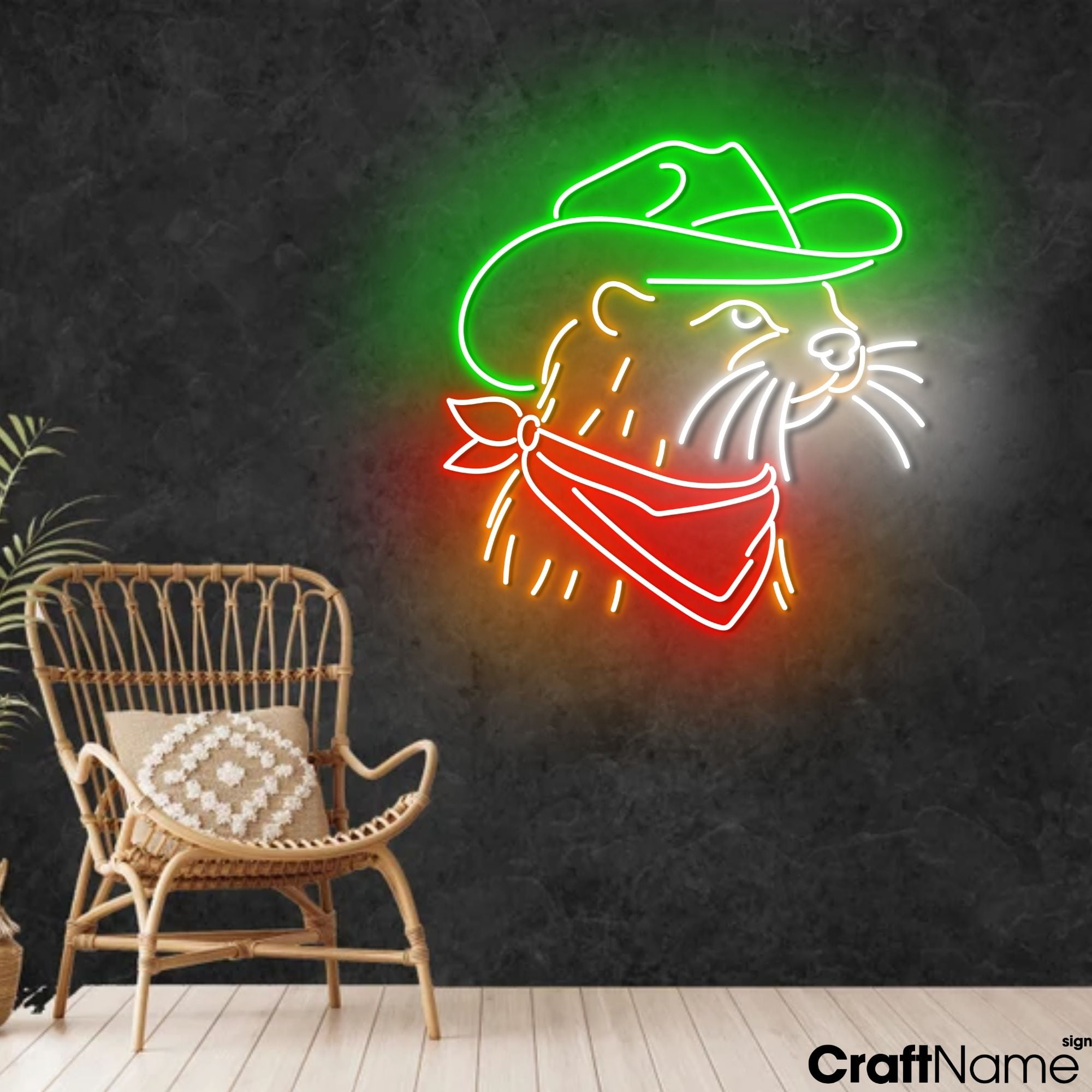 Craftnamesign Cowboy Otter Neon Light Up Wall Art, Kids Room LED Sign ...