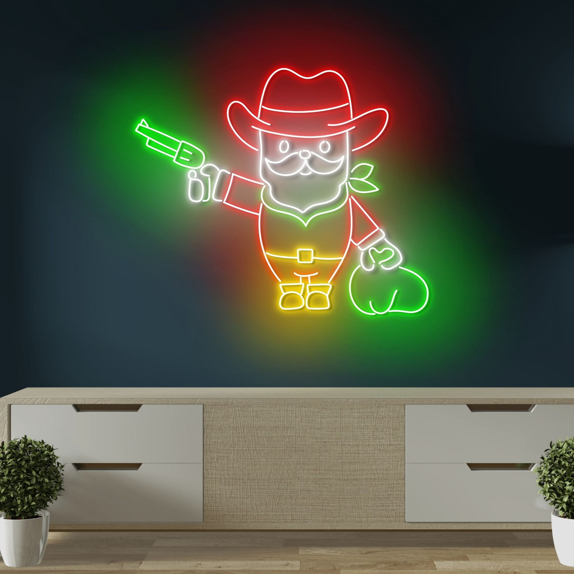 Craftnamesign Cowboy Santa Neon Light, Cowboy Western LED Signage ...