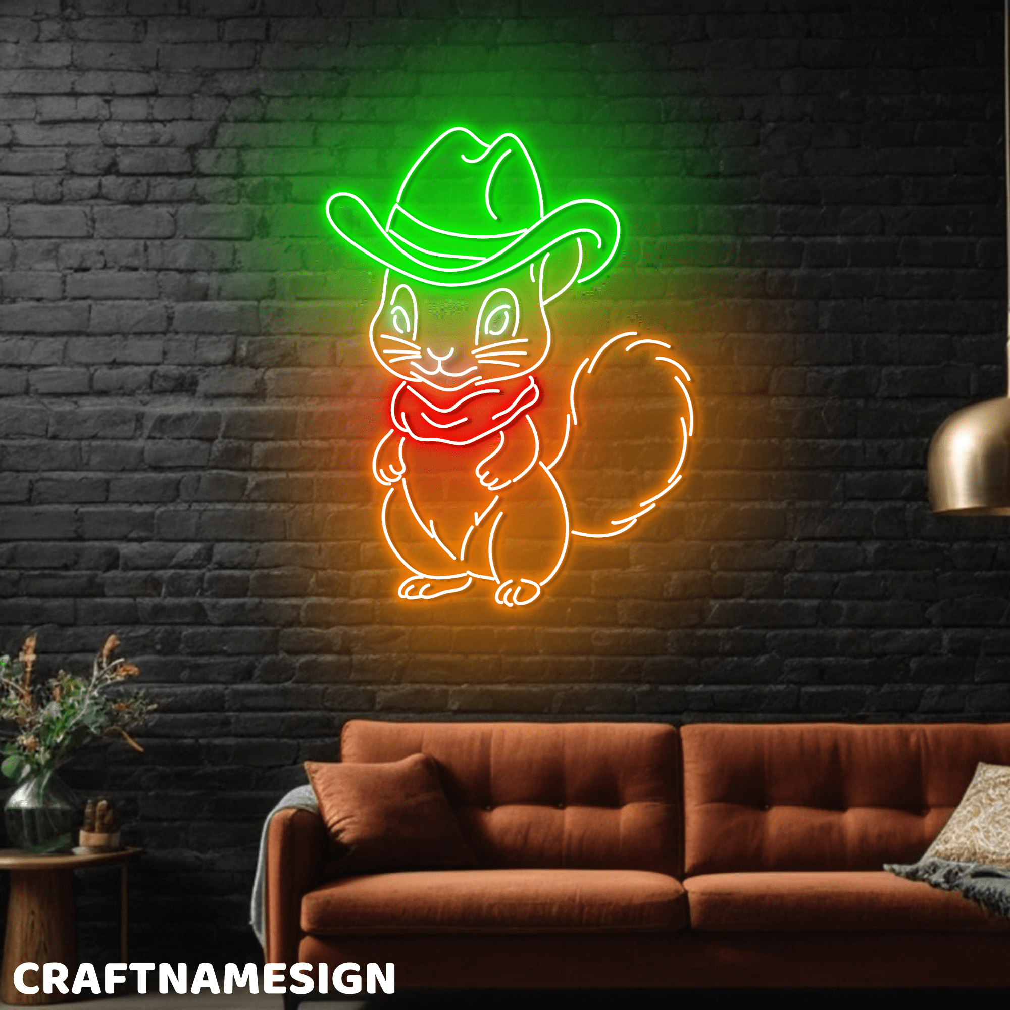 Craftnamesign Cowboy Squirrel Neon Light Wall Sign For Kids Zone ...