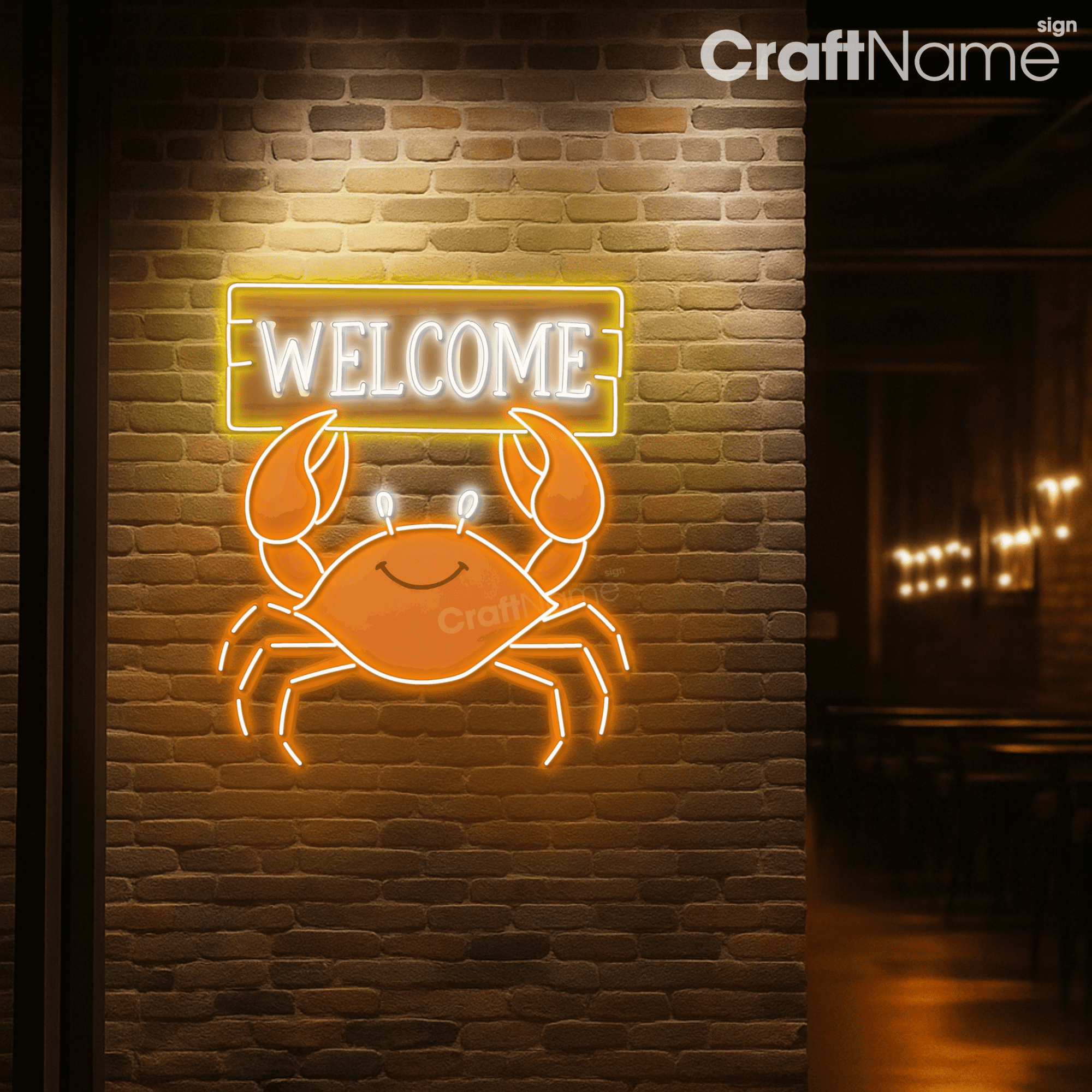 Craftnamesign Crab Led Light for Seafood Restaurant Decor, Welcome ...