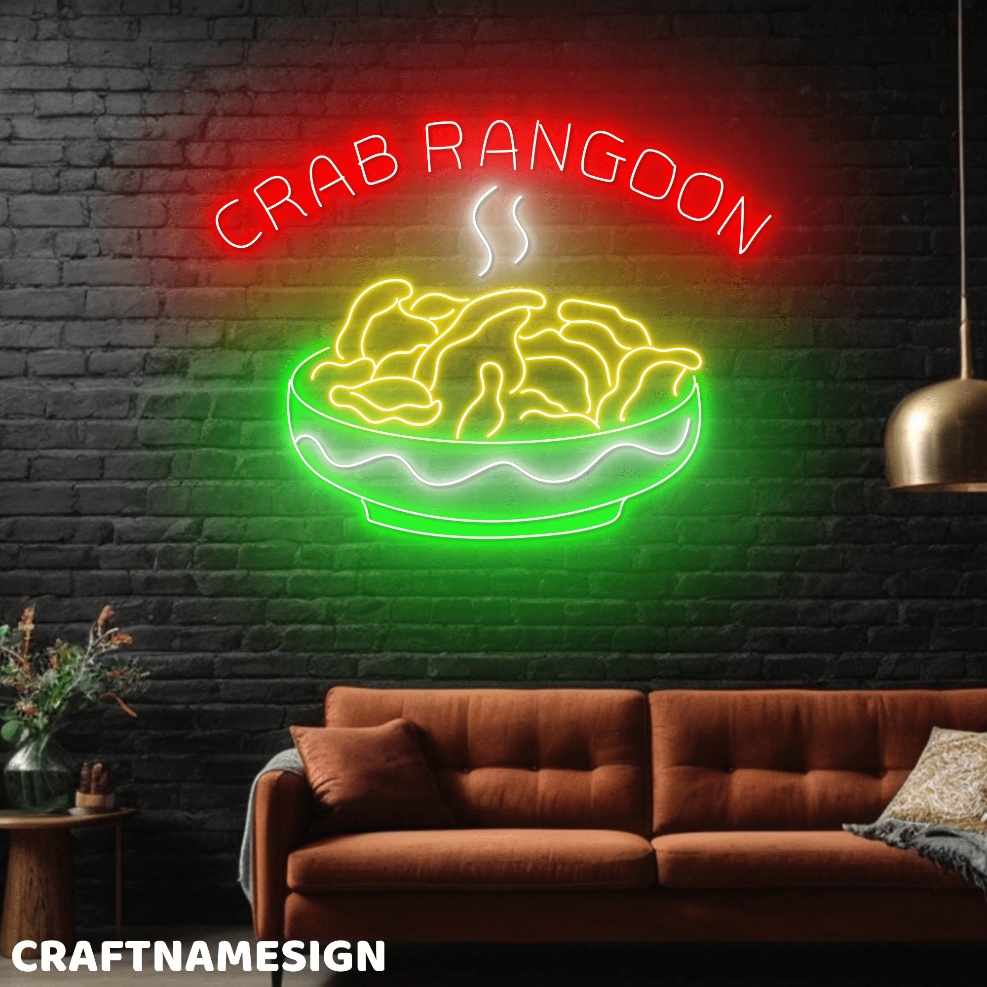Craftnamesign Crab Rangoon Neon Sign, Restaurant Wall Art, Food Wall ...