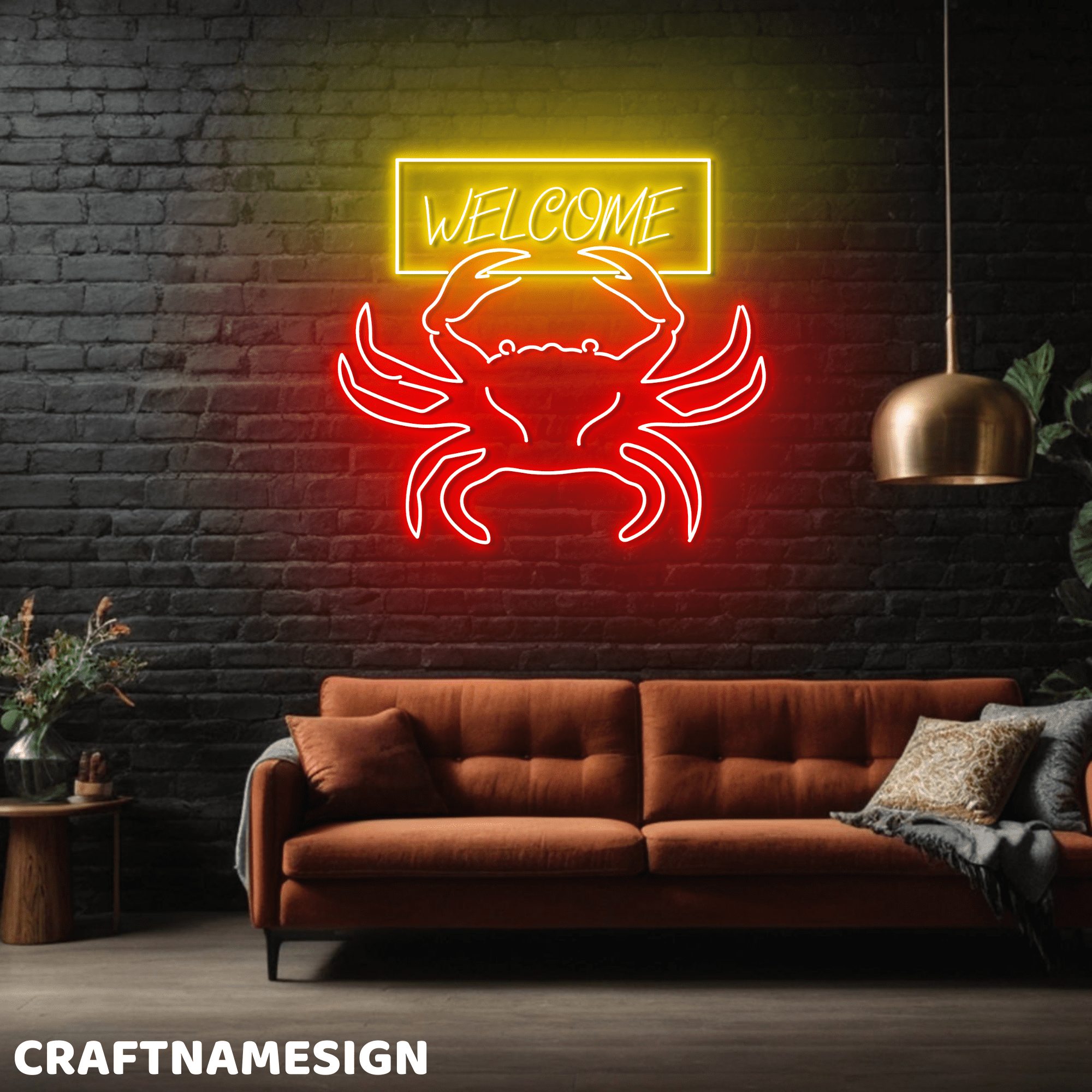 Craftnamesign Crab Welcome Neon Sign, Seafood Store Wall Sign ...