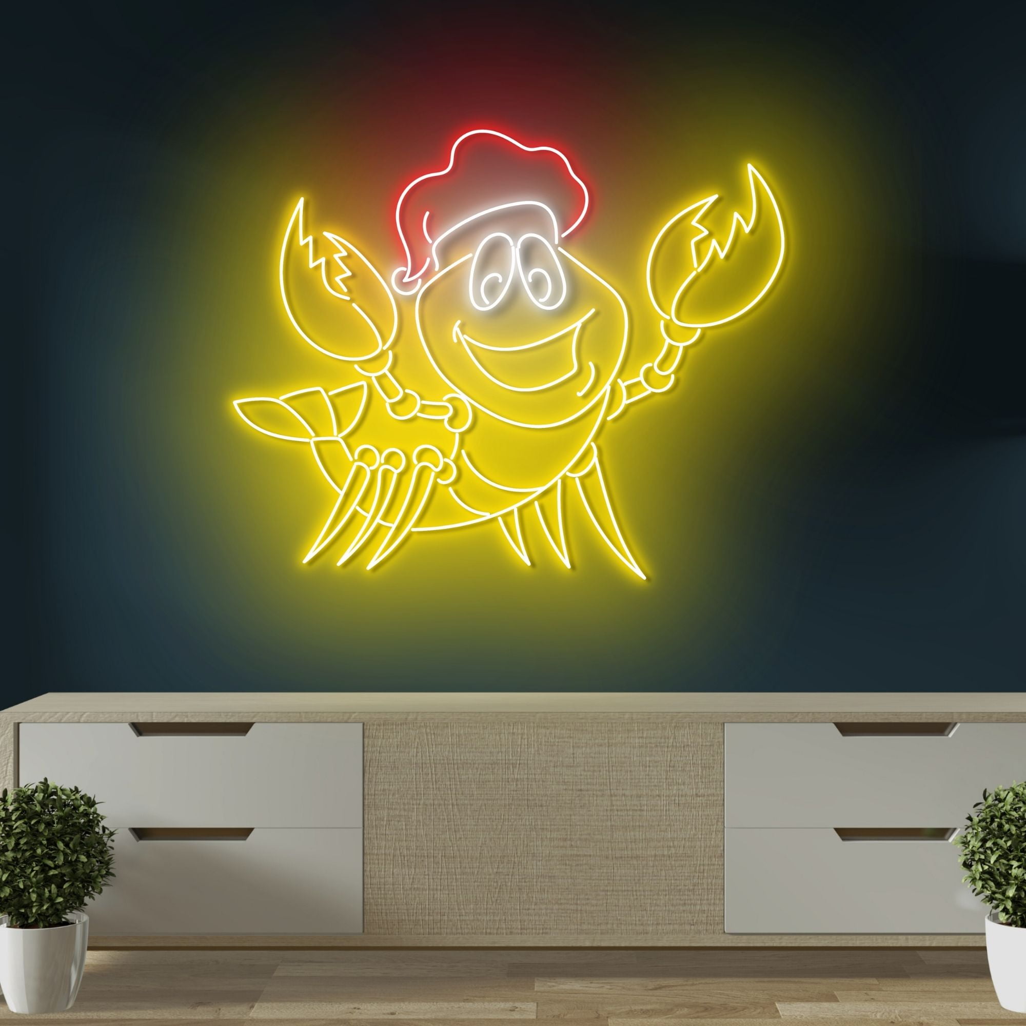 Craftnamesign Crawfish Xmas Neon Light, Crawfish Christmas Led Sign ...