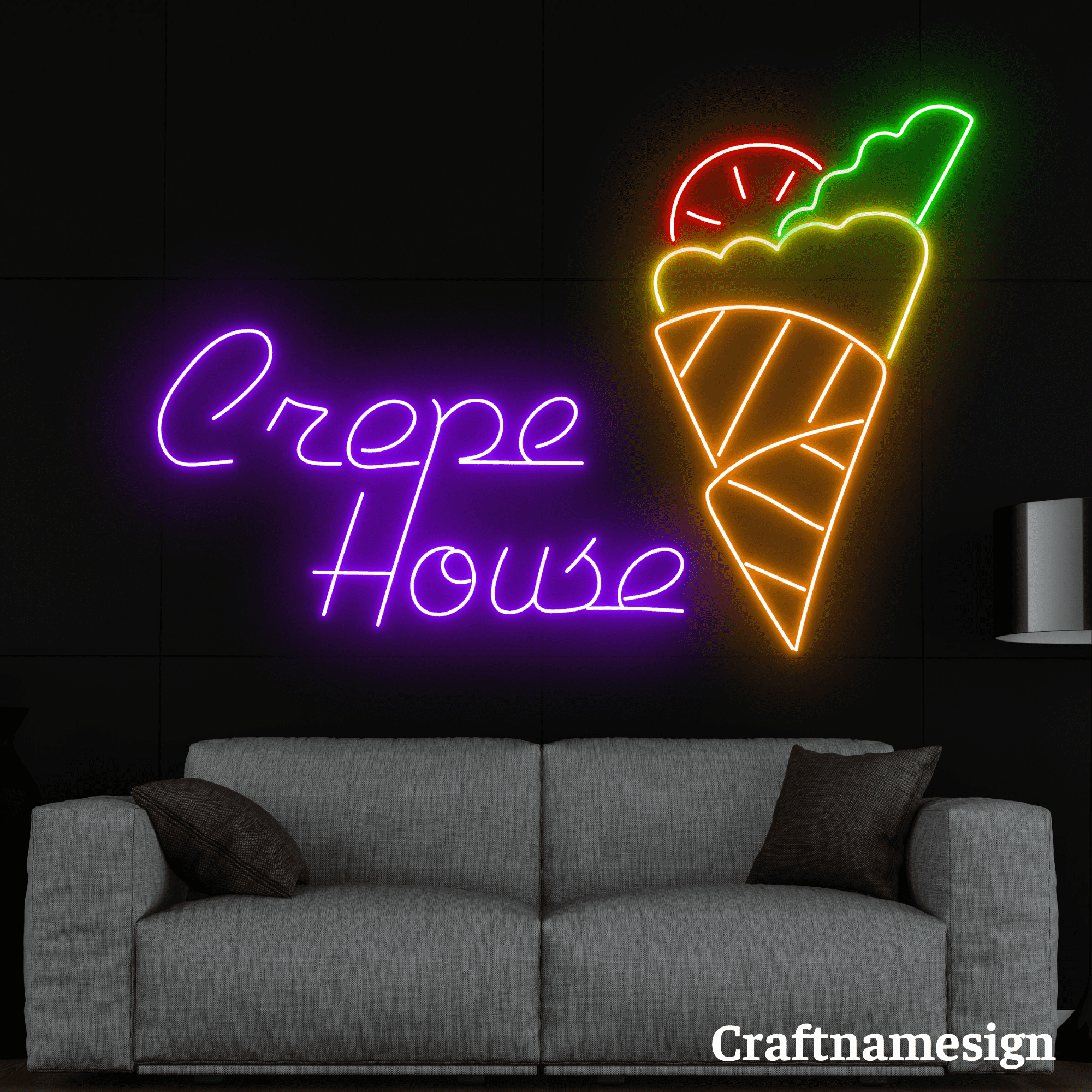 Craftnamesign Crepe House Neon Sign for Crepe Shop Bakery Wall Decor ...