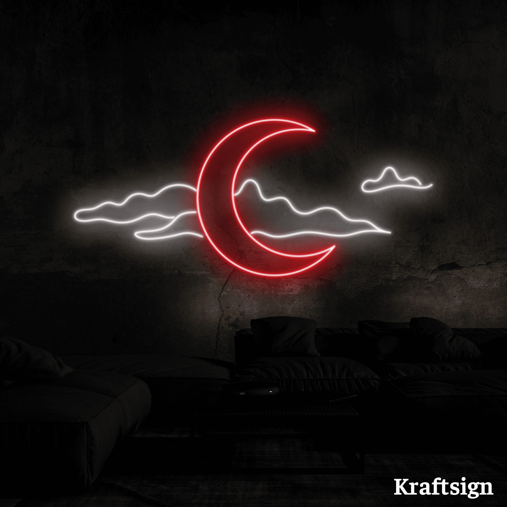 Craftnamesign Crescent Moon Neon Sign, Sky Night LED Sign, Bedroom ...