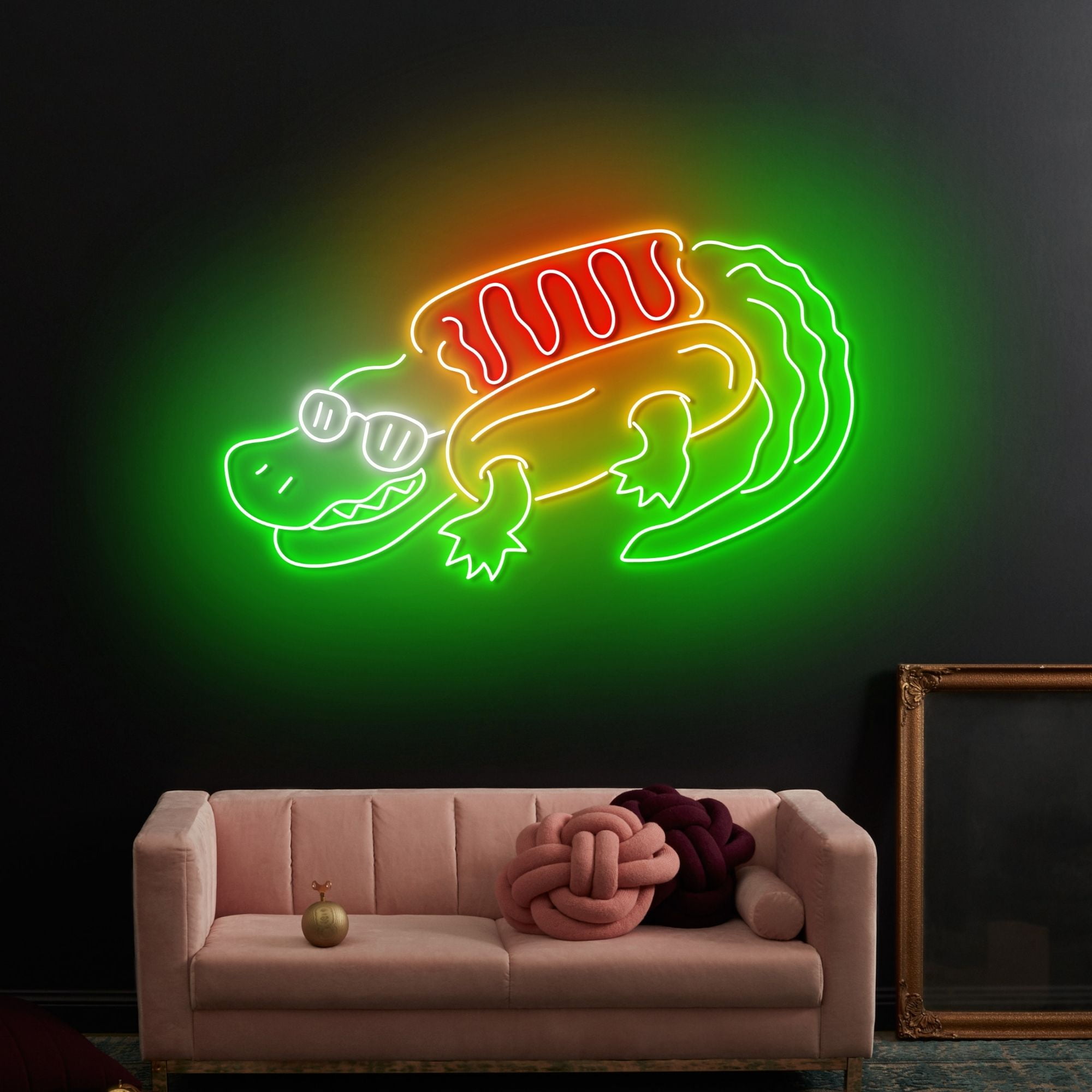 Craftnamesign Crocodile Hot Dog Led Sign, Hot Dog Store Neon Light ...