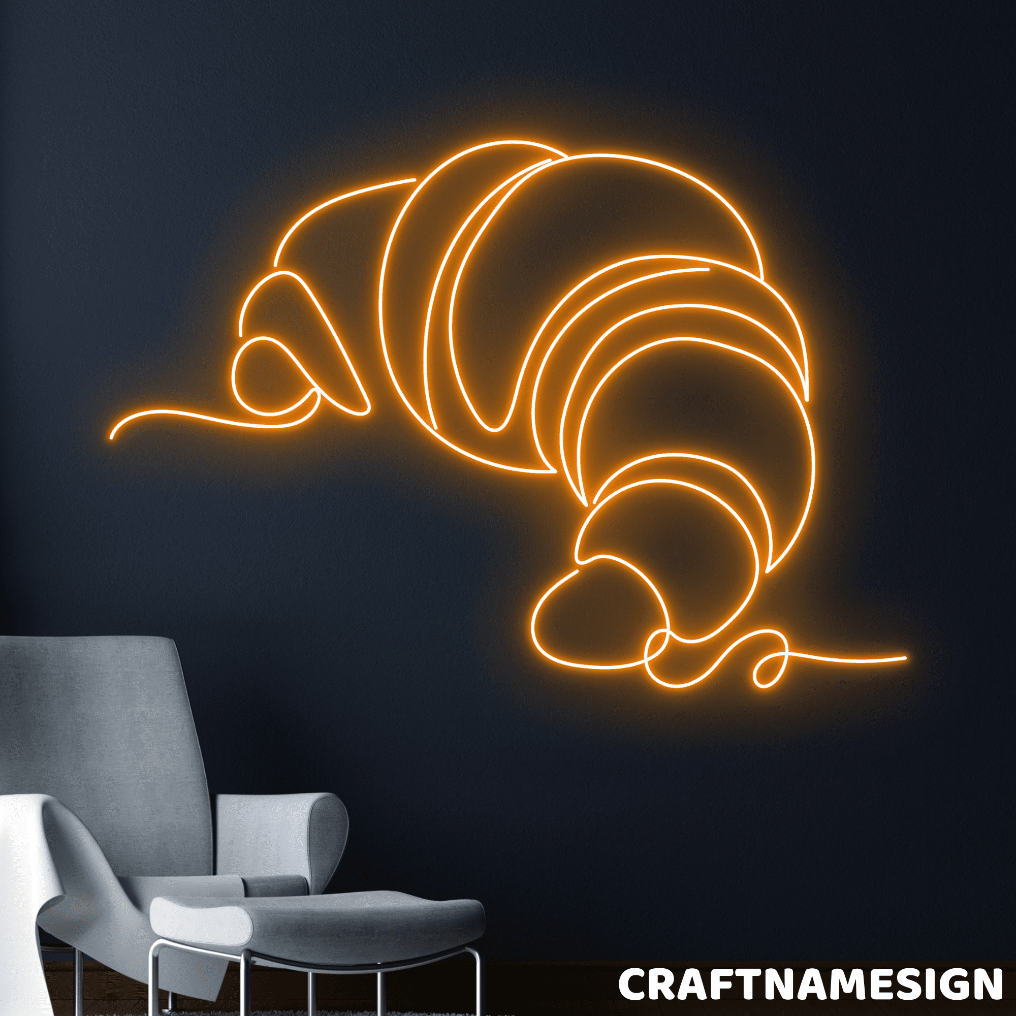 Craftnamesign Croissant Neon Sign, Bakery Wall Art, Coffee Line Art ...