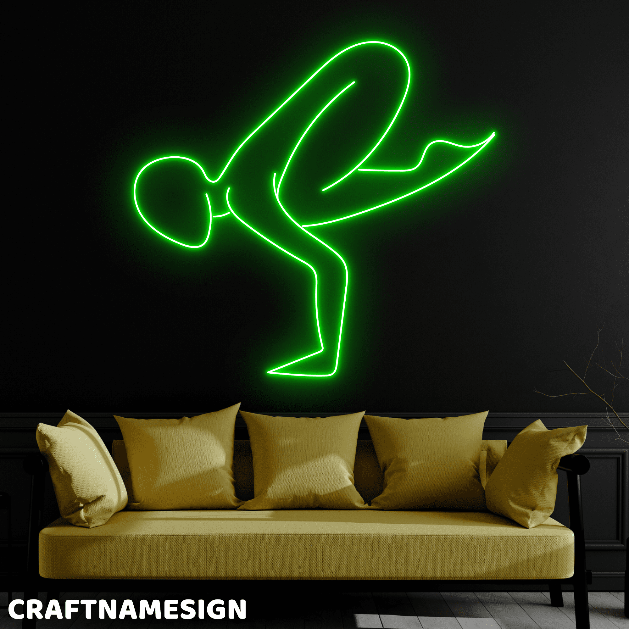 Craftnamesign Crow Pose Yoga Neon Sign, Yoga Studio Wall Art, Yoga Room ...