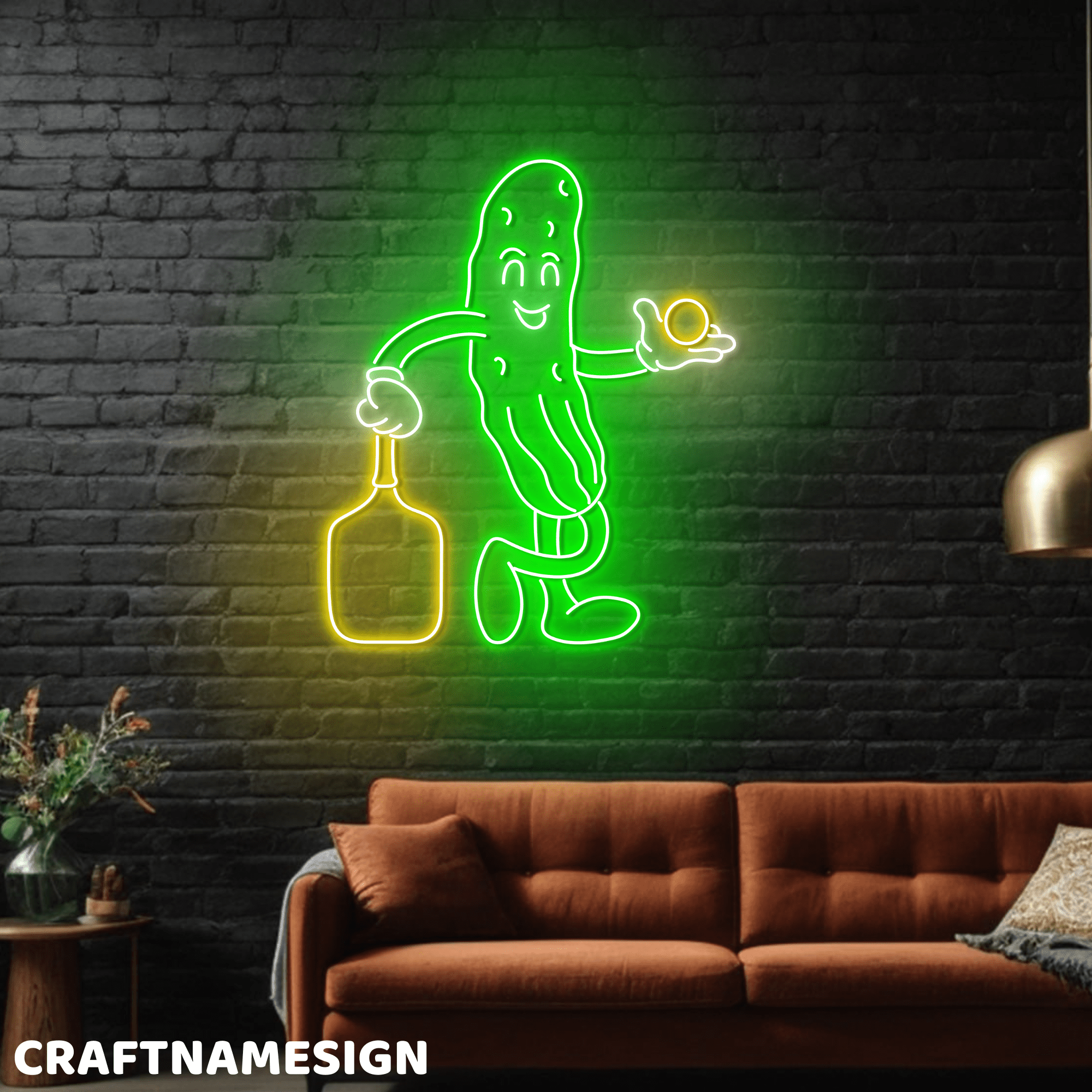 Craftnamesign Cucumber Pickle Pickleball Neon Sign, Pickleball Court ...