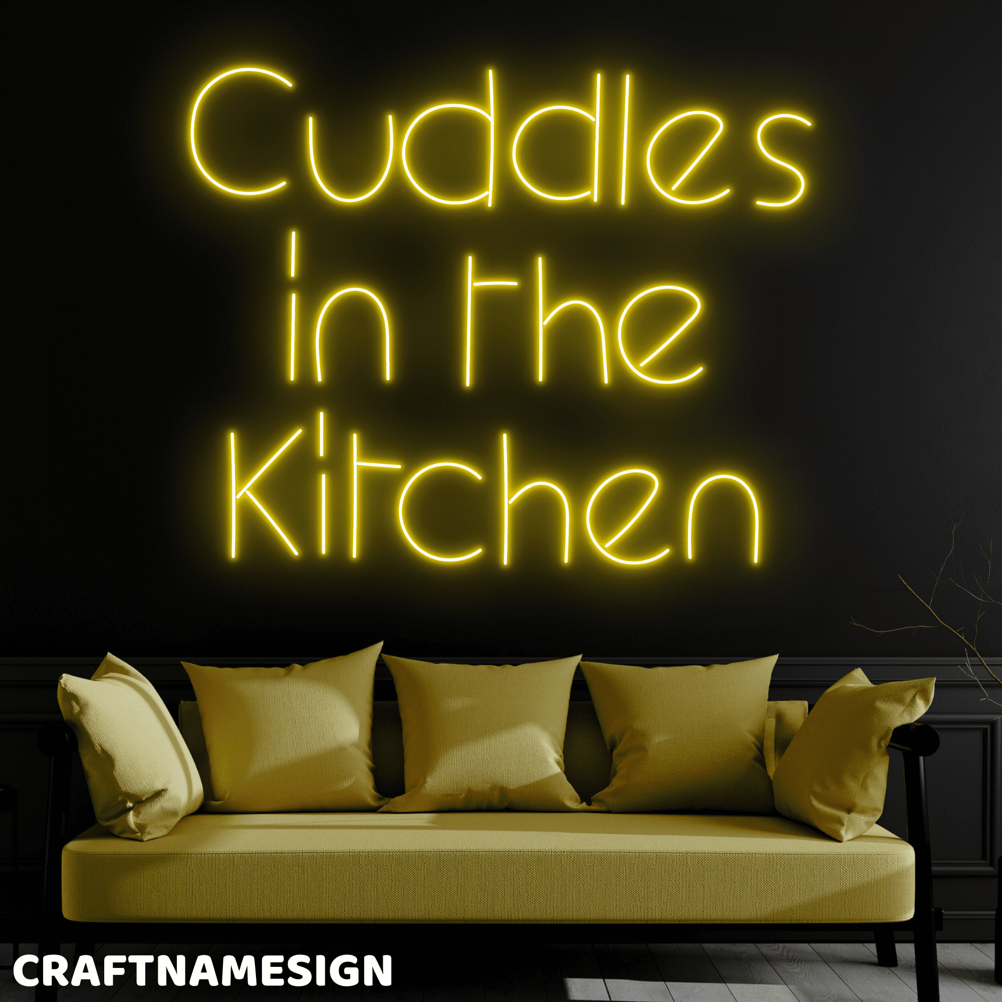 Craftnamesign Cuddles In The Kitchen Neon Sign, Kitchen Wall Decor ...
