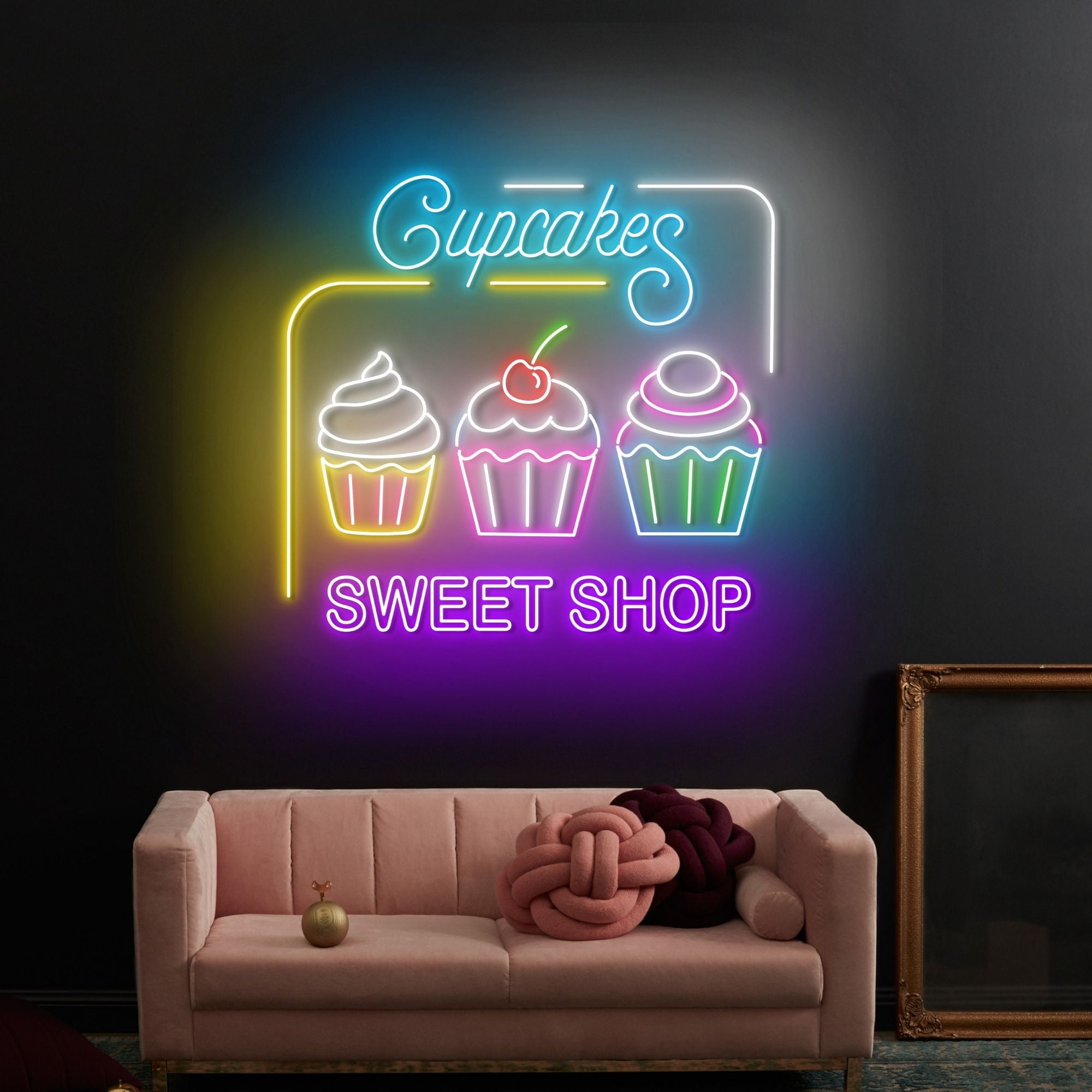 Craftnamesign Cupcakes Sweet Shop Neon Light, Open Led Sign For Sweet ...