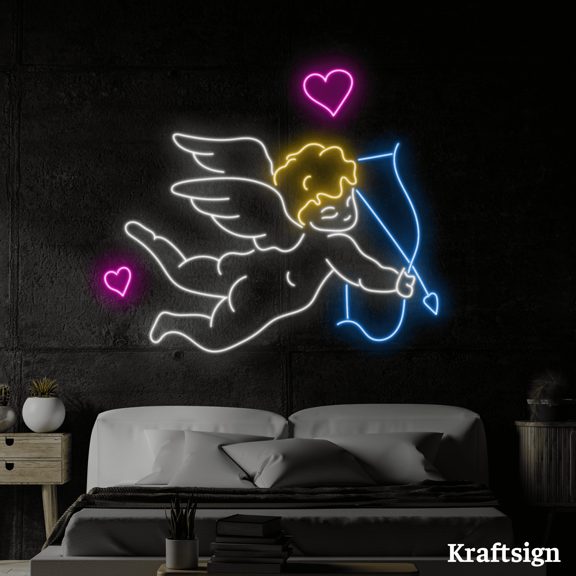 Craftnamesign Cupid Angel Neon LED Sign, Wedding Anniversary Party ...