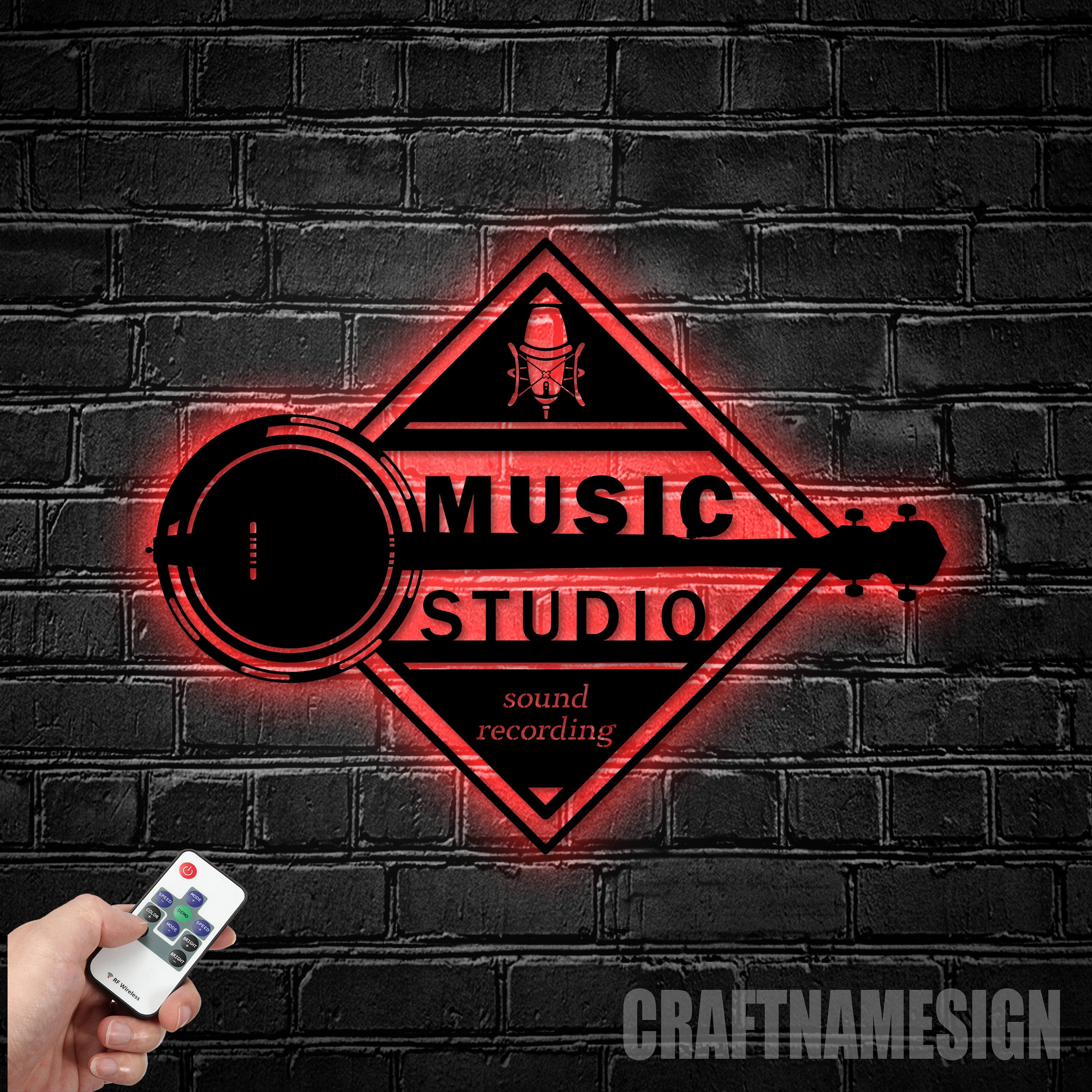 Craftnamesign Custom Music Studio Metal Wall Art LED Light ...