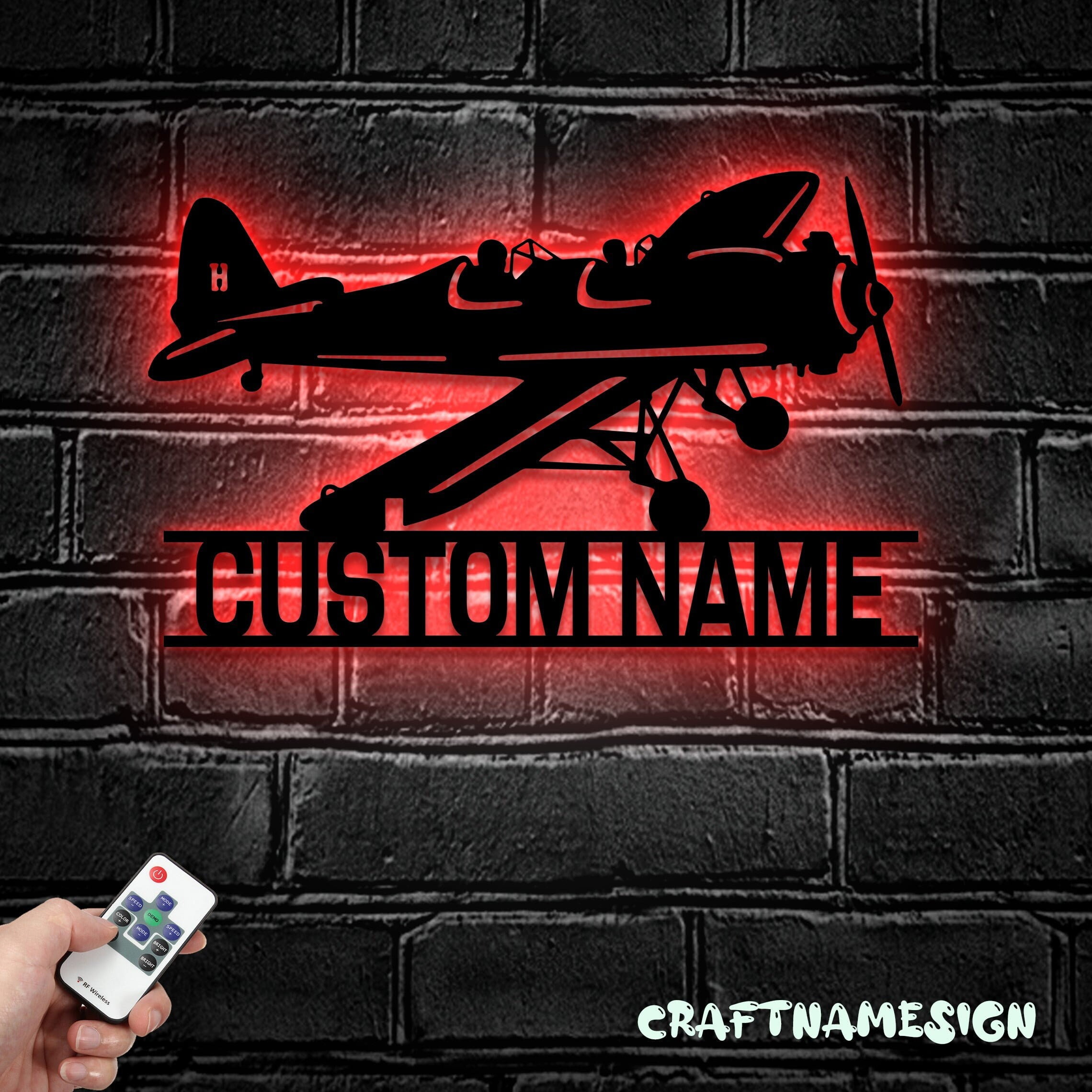 Craftnamesign Custom Airplane Metal Wall Art LED Light, Airplane Wall ...