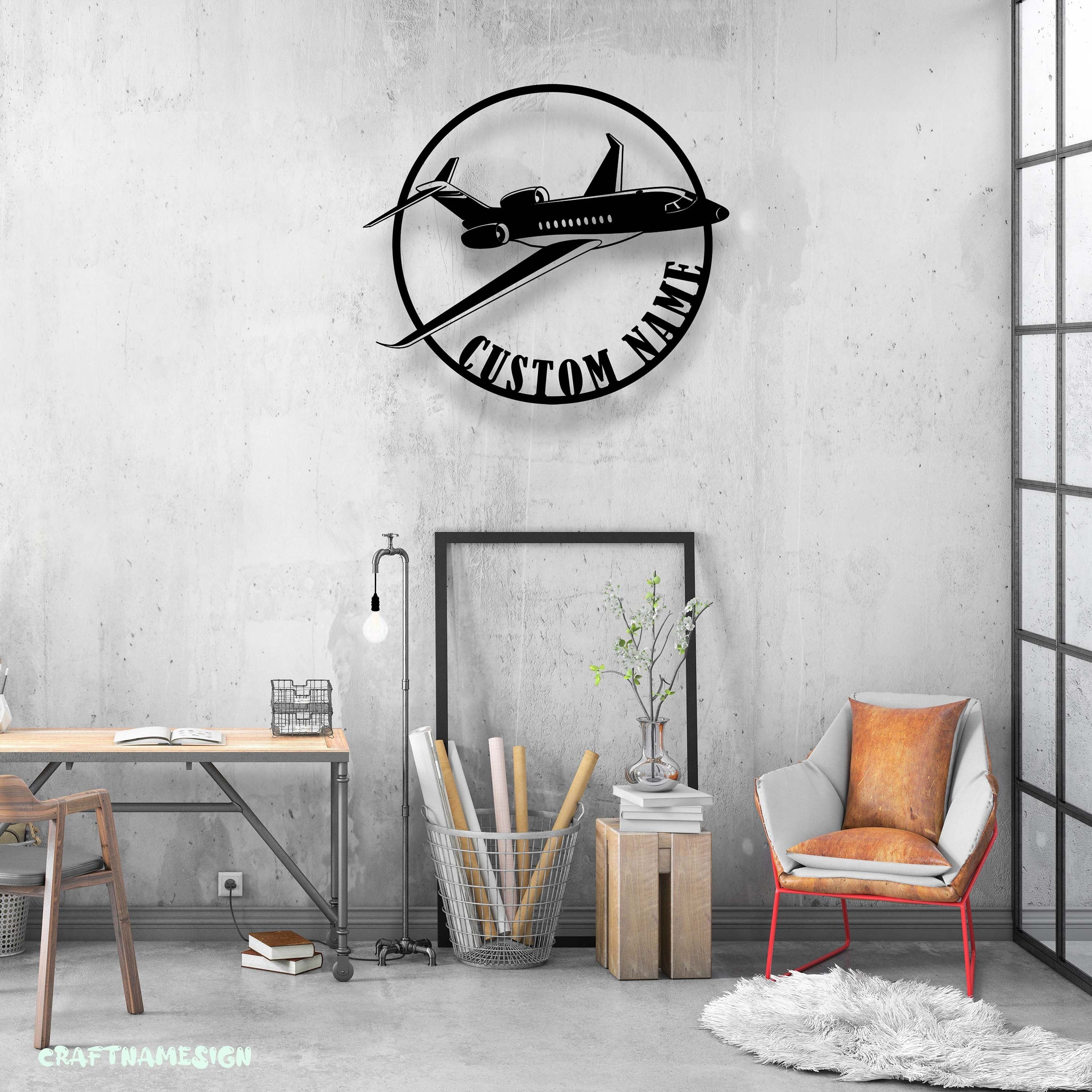Craftnamesign Custom Airplane Metal Wall Art LED Light, Airplane Wall ...