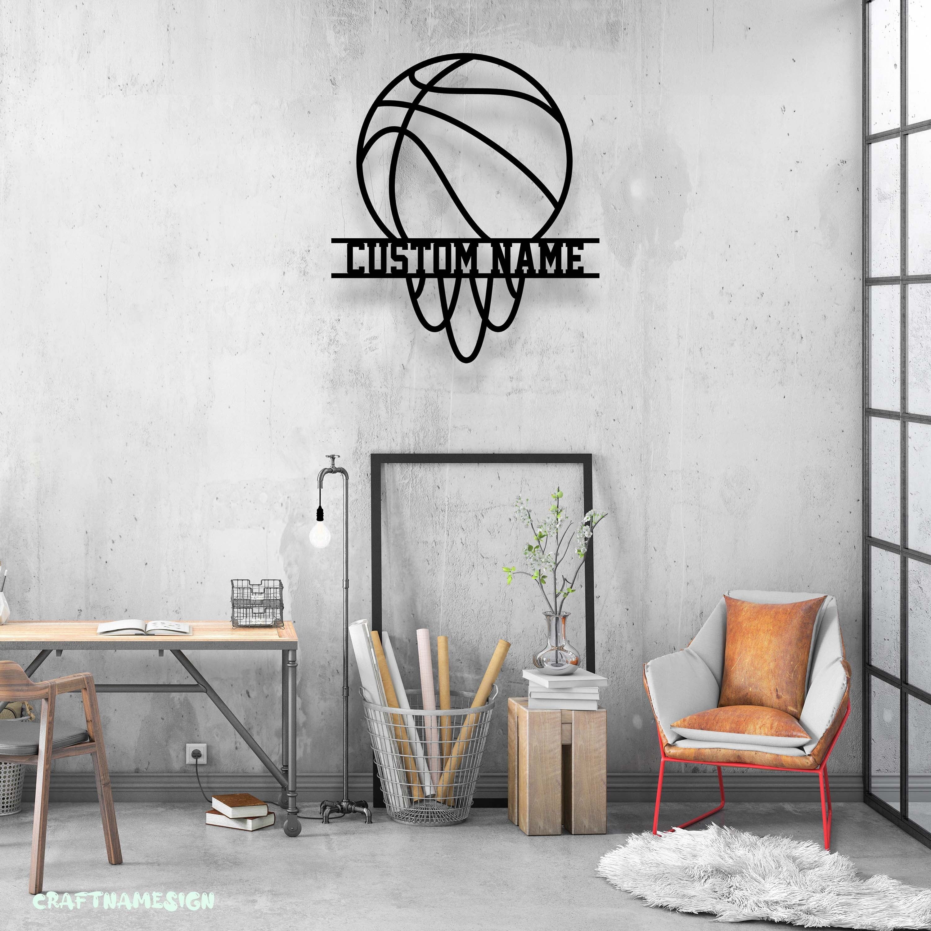 Craftnamesign Custom Basketball Metal Wall Art LED Light, Personalized ...
