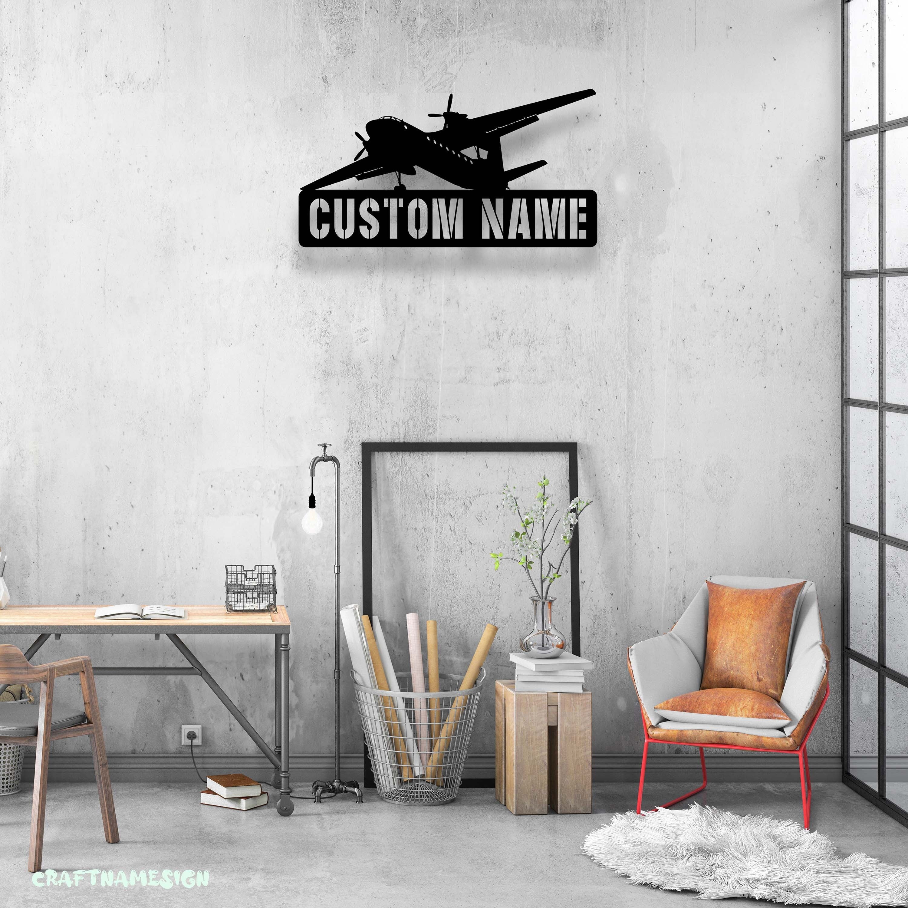 Craftnamesign Custom Airplane Metal Wall Art LED Light, Custom Pilot ...