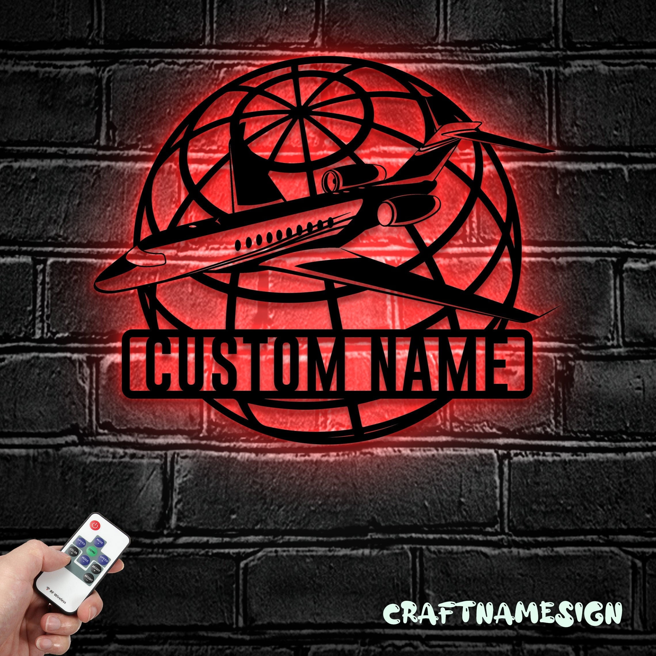 Craftnamesign Custom Airplane Metal Wall Art LED Light, Custom Pilot ...