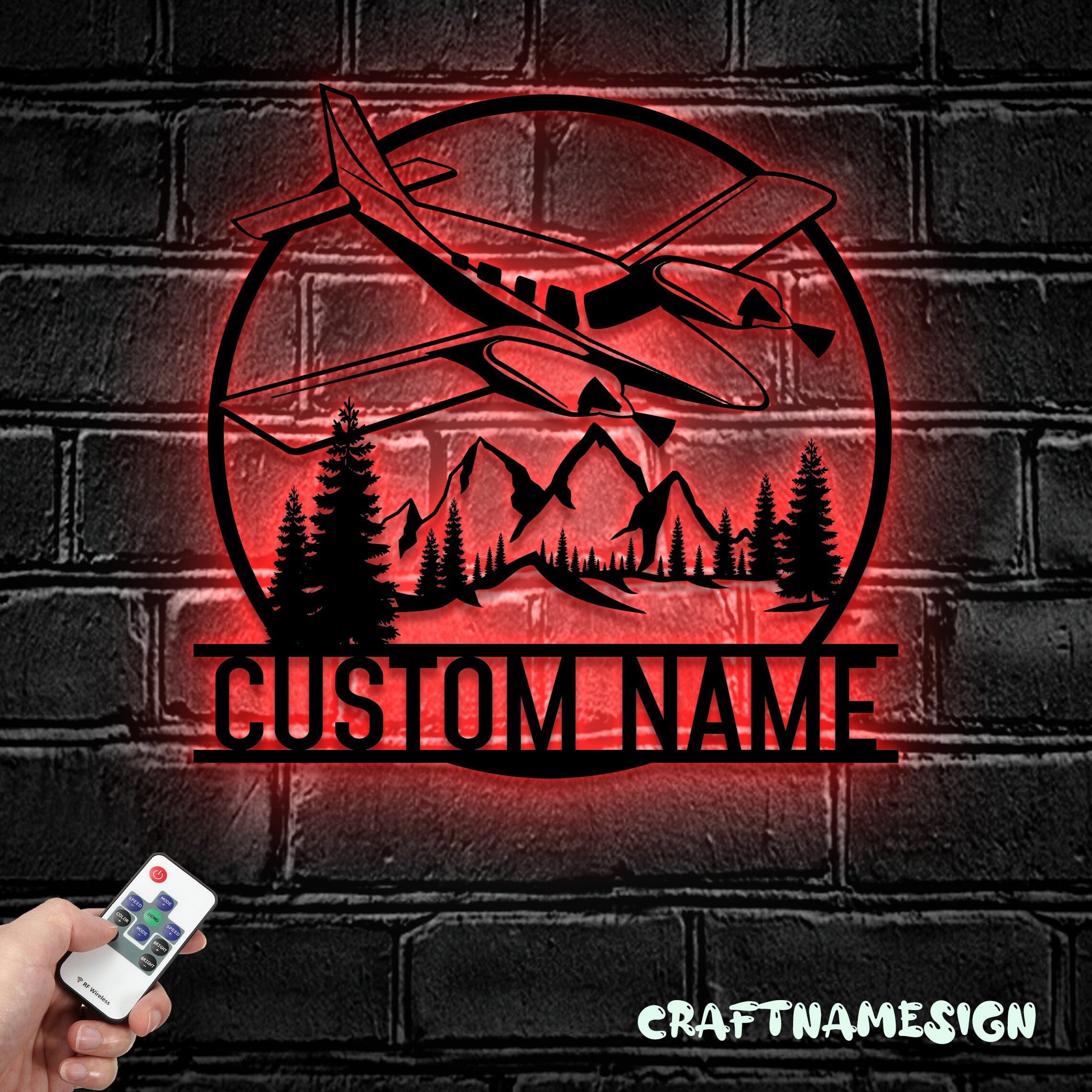 Craftnamesign Custom Airplane Metal Wall Art LED Light, Personalized ...