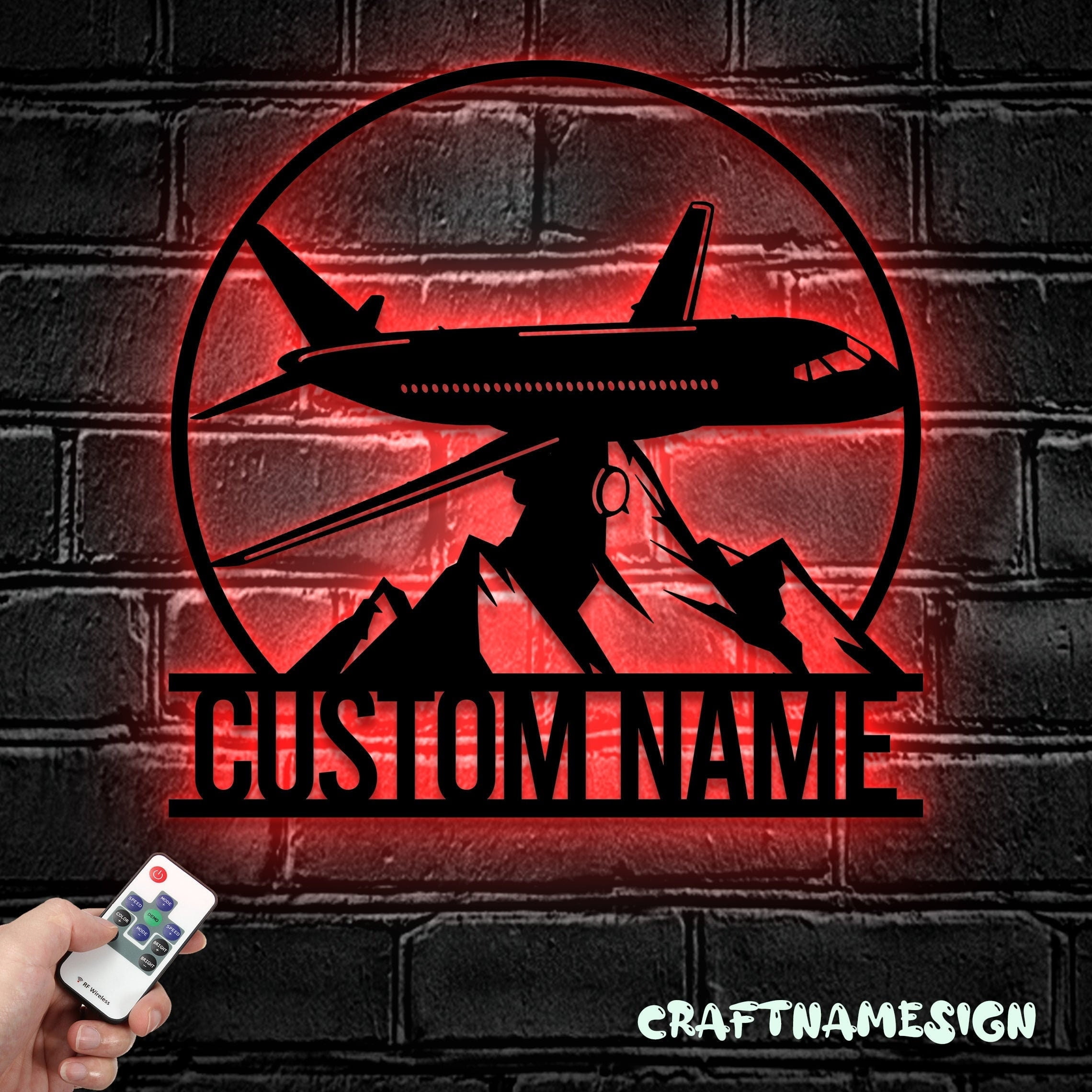 Craftnamesign Custom Airplane Metal Wall Art LED Light, Personalized ...