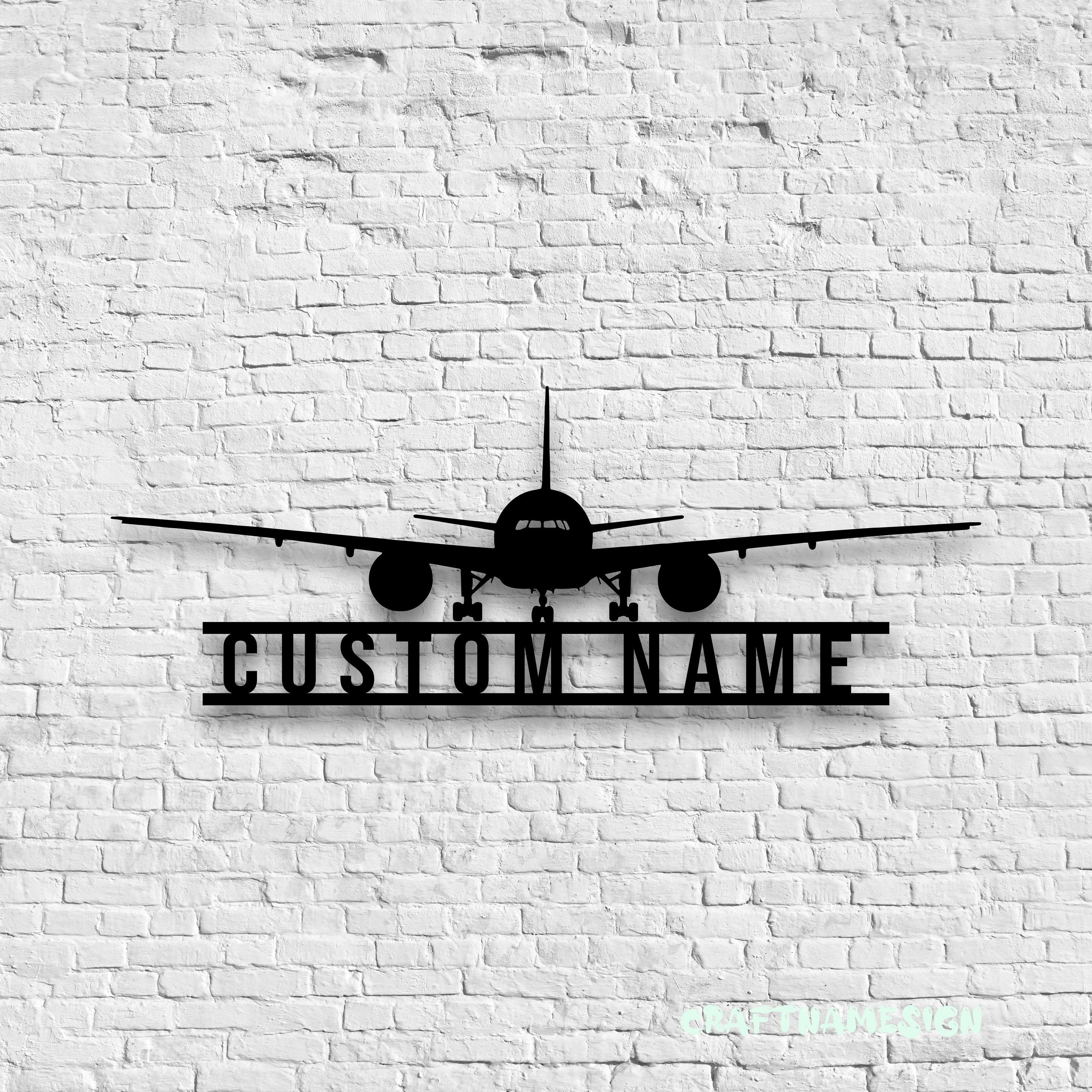 Craftnamesign Custom Airplane Metal Wall Art LED Light, Pilot Name Sign ...