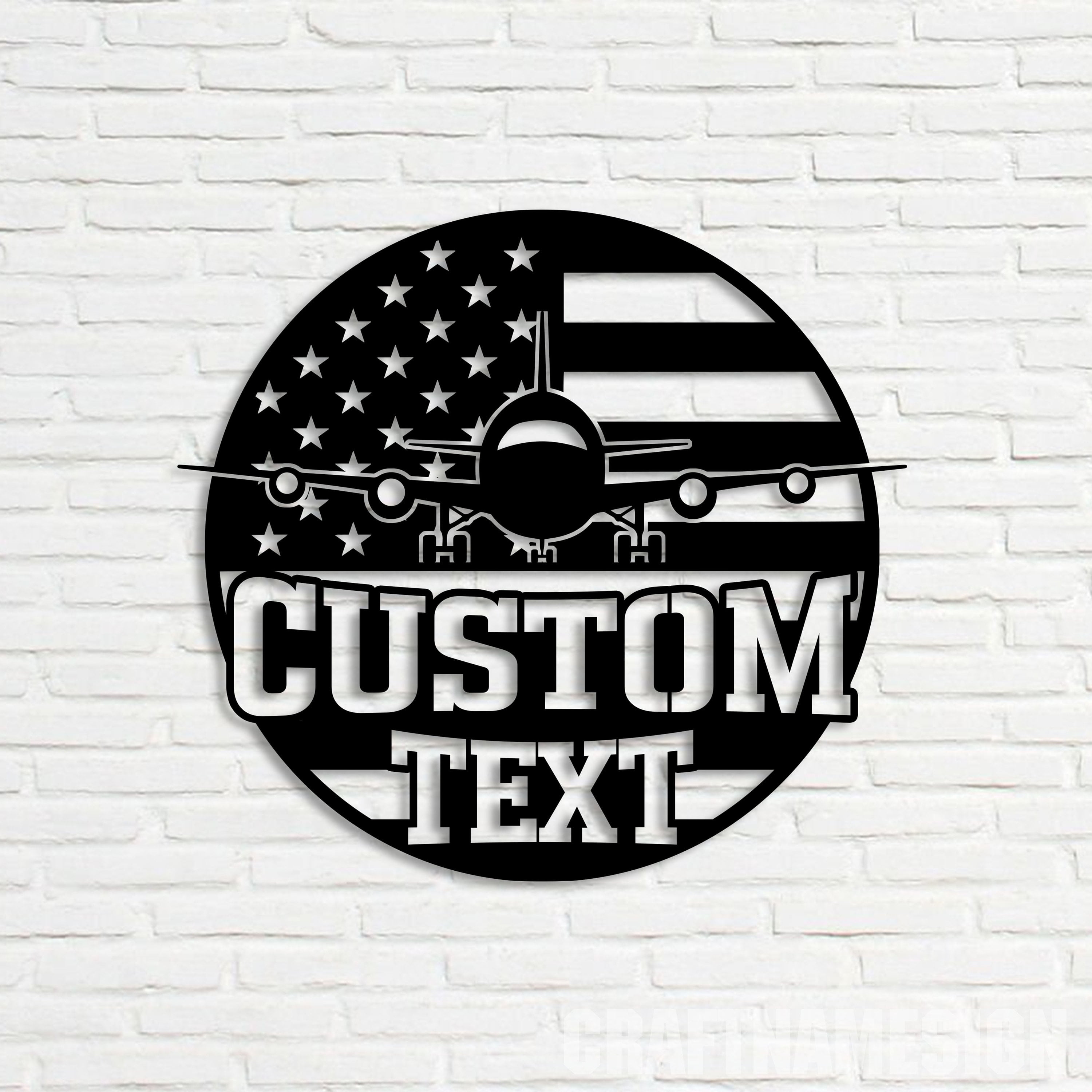 Craftnamesign Custom Airplane US Flag Metal Wall Art LED Light, Custom ...