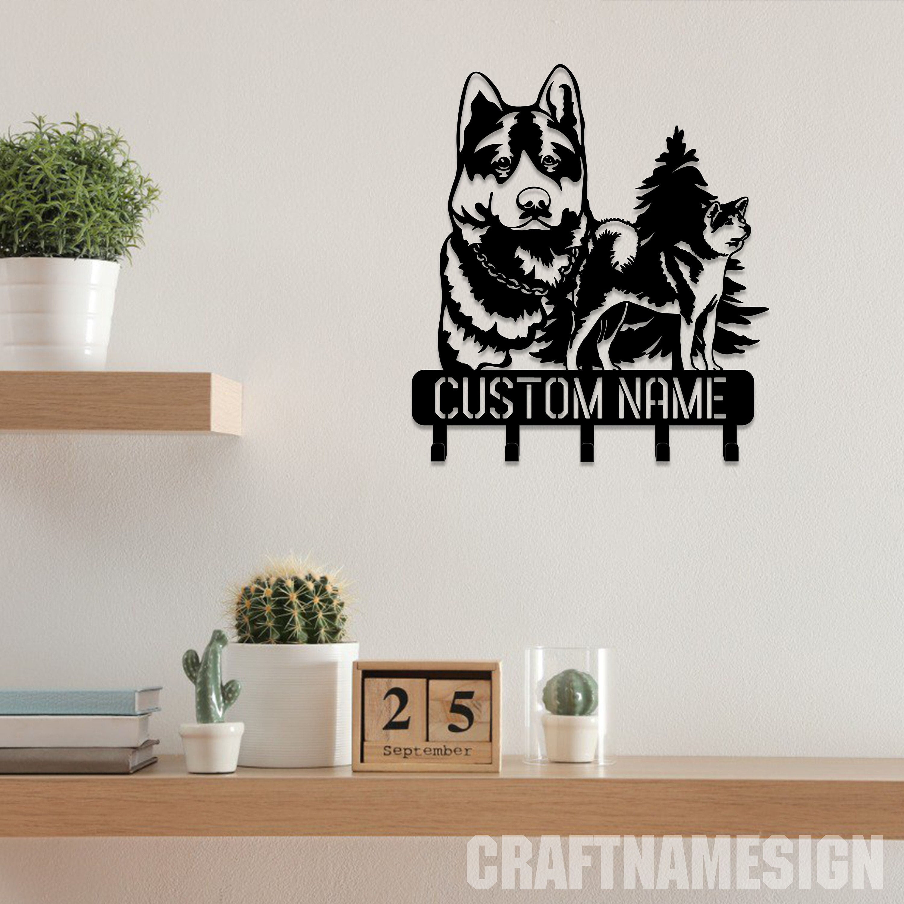 Craftnamesign Custom Akita Inu Dog Metal Key Holder, Akita Decorative ...