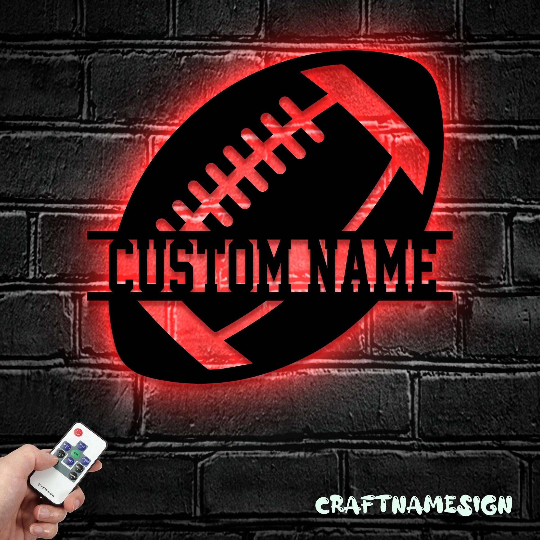 Craftnamesign Custom American Football Metal Wall Art LED Light ...
