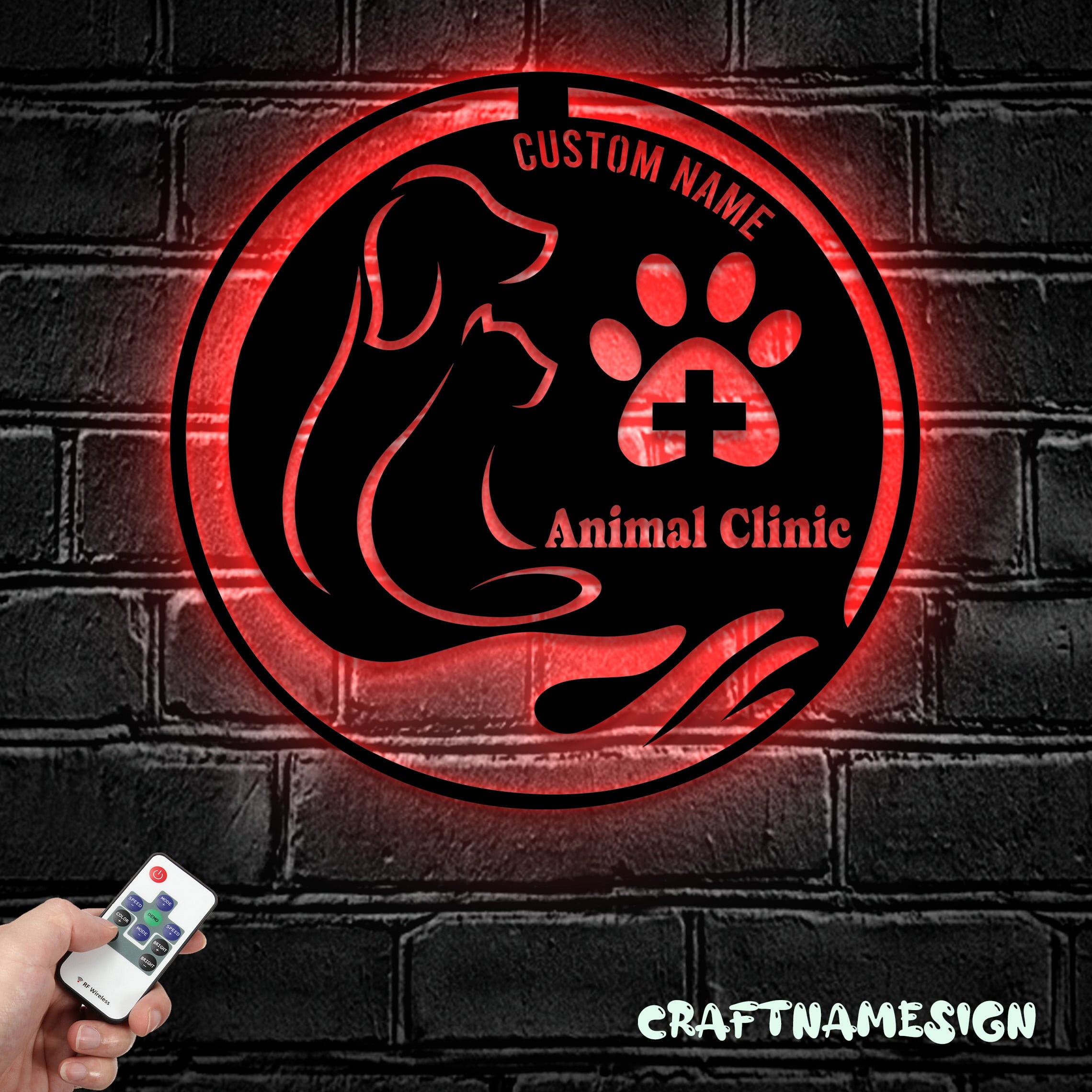 Craftnamesign Custom Animal Clinic Metal Wall Art LED Light, Vet Care ...