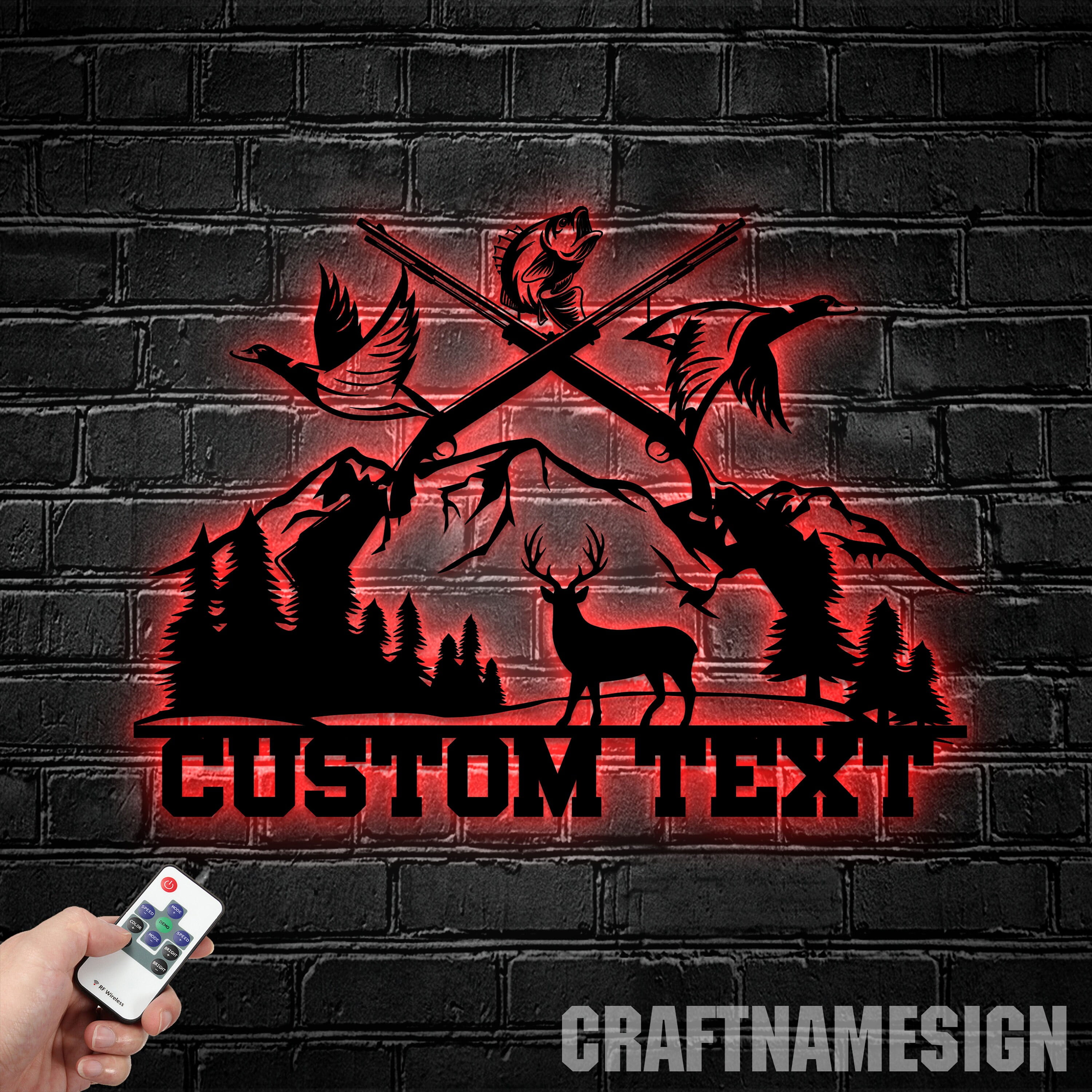 Craftnamesign Custom Animal Hunting Metal Wall Art LED Light, Hunter ...