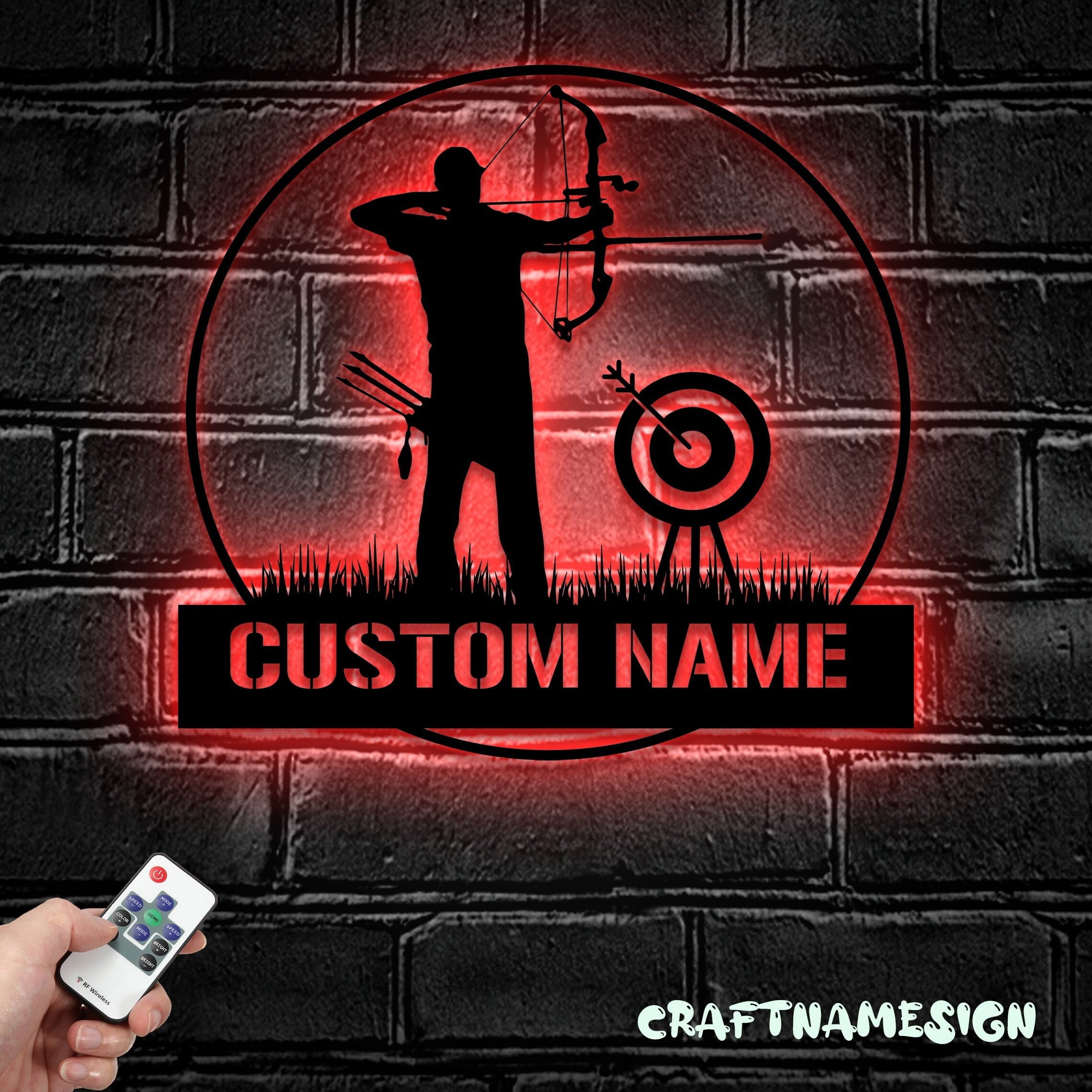 Craftnamesign Custom Archery Metal Wall Art LED Light, Custom Archer ...