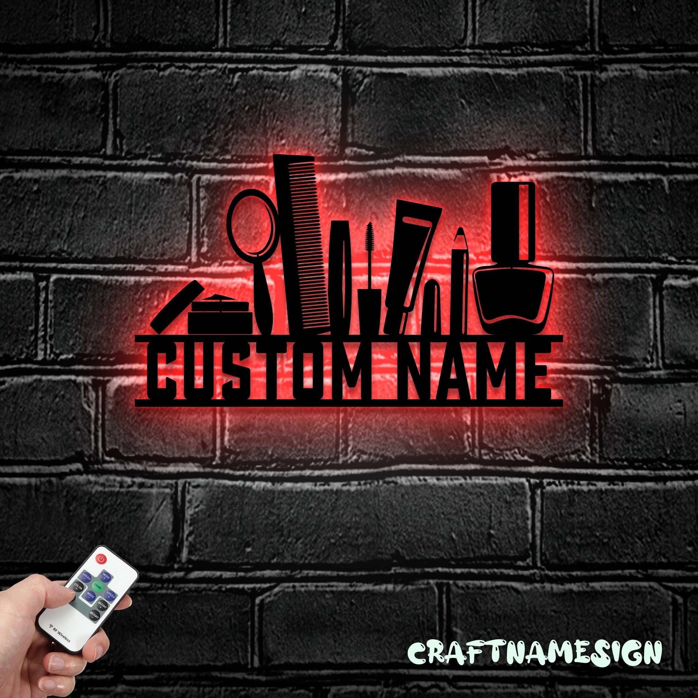 Craftnamesign Custom Artist Makeup Tool Metal Wall Art LED Light ...