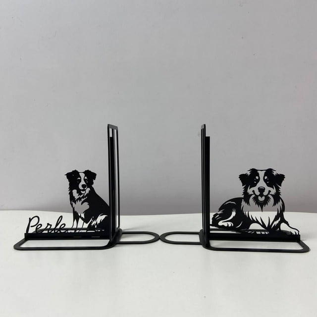 Craftnamesign Custom Australian Shepherd Metal Bookends, Dog Book Table ...