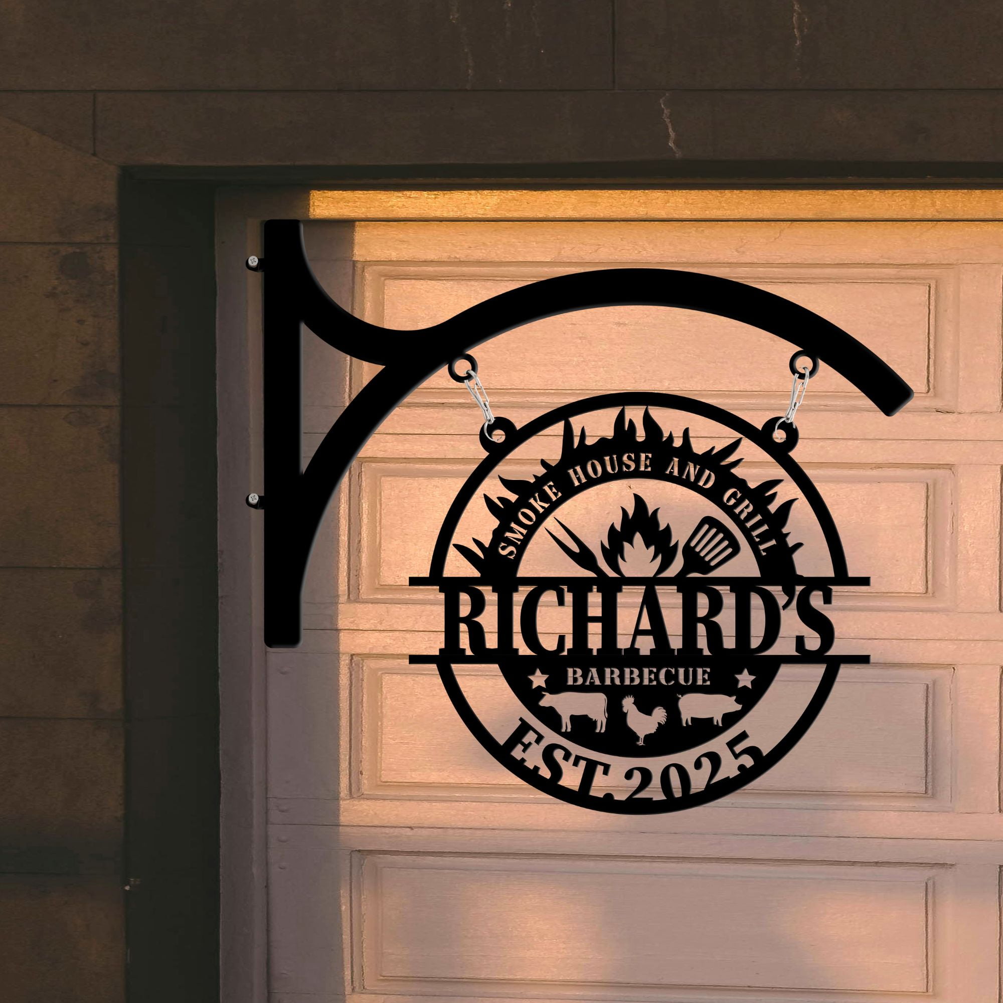 Craftnamesign Custom BBQ Smoker Grill Metal Hanging Sign, Metal ...