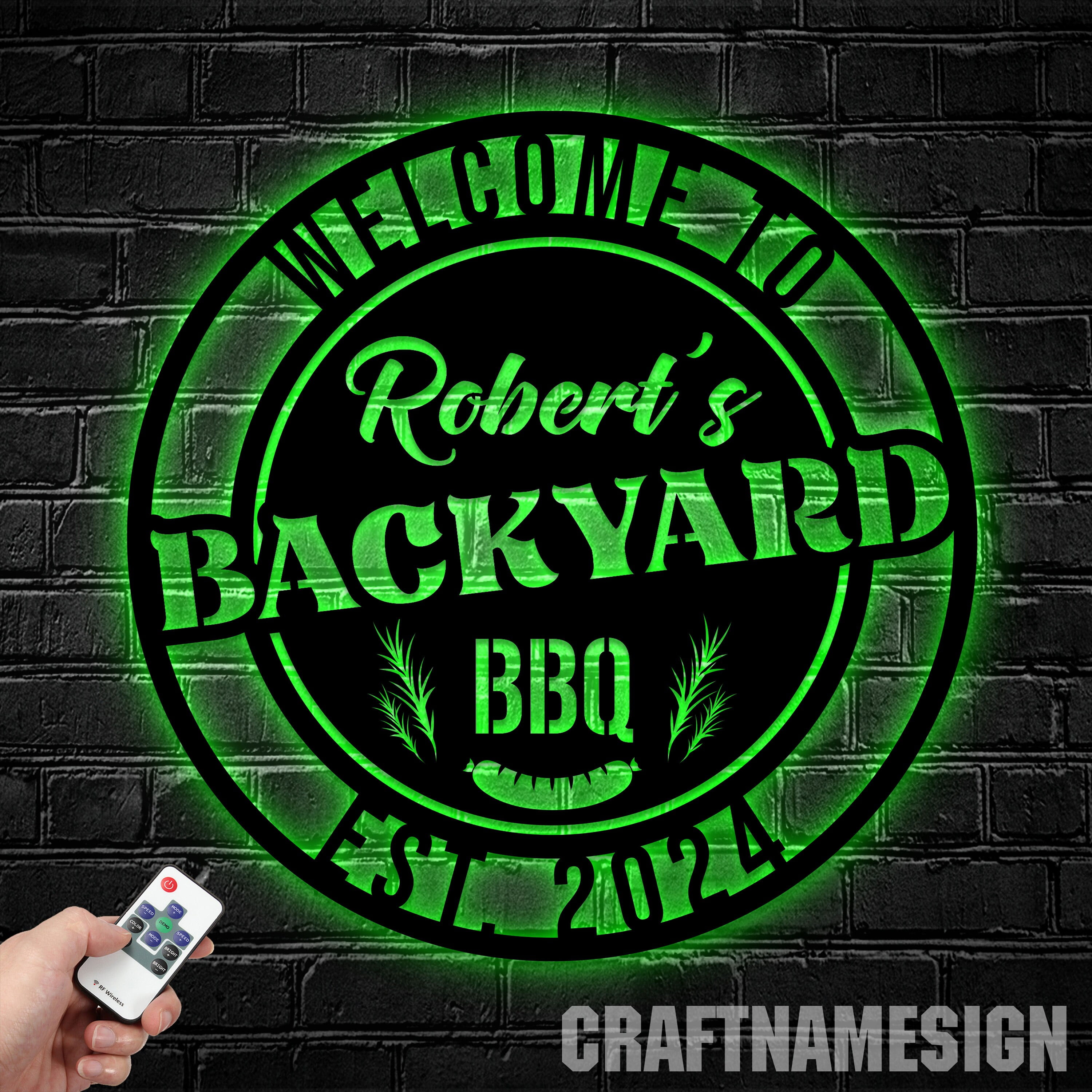 Craftnamesign Custom Backyard BBQ Metal Wall Art, Personalized Home ...