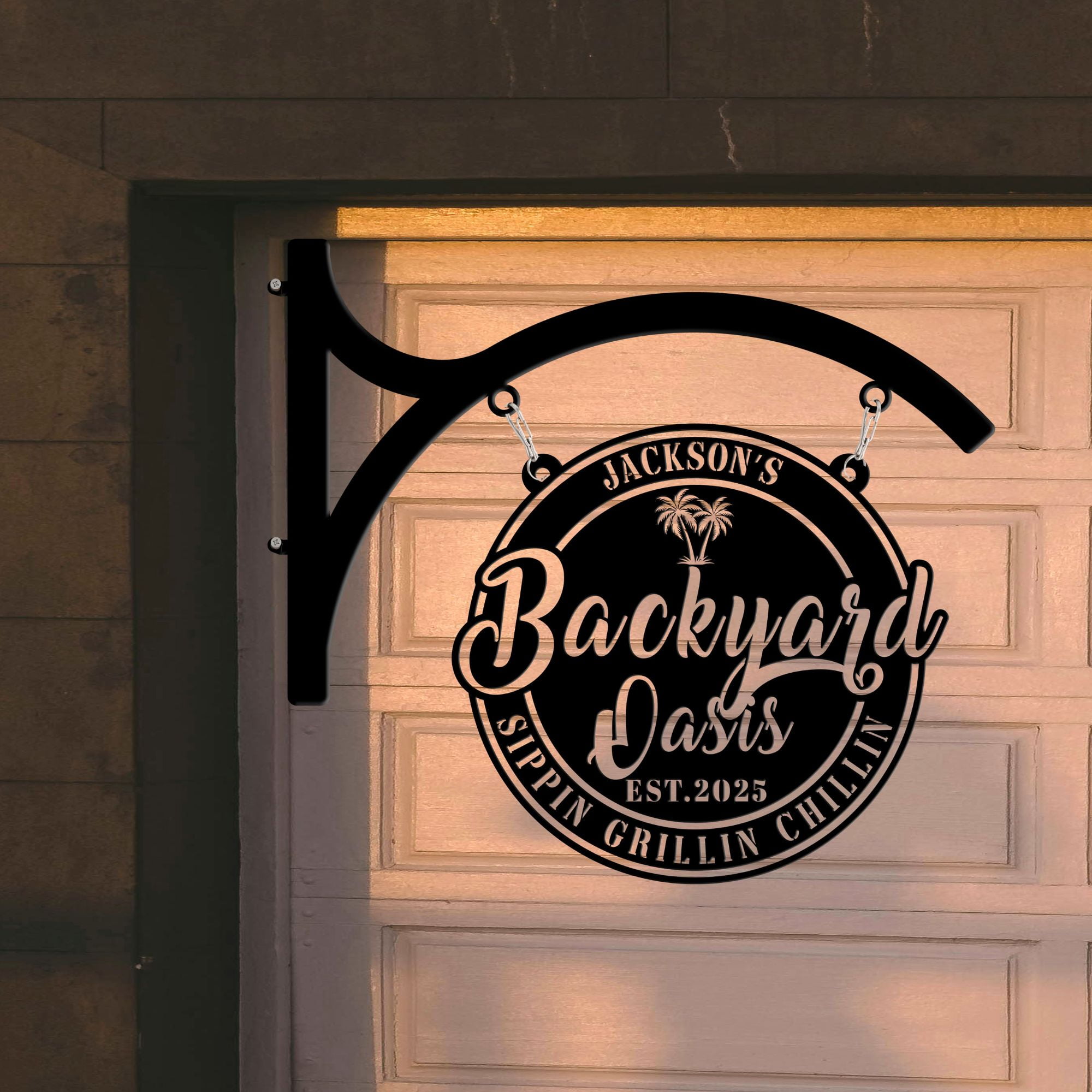 Craftnamesign Custom Backyard Oasis Metal Hanging Sign, Backyard Patio ...