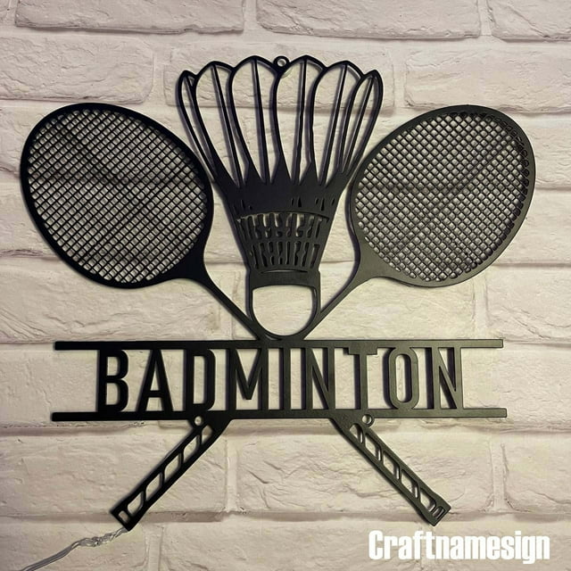 Craftnamesign Custom Badminton Metal Wall Art LED Light, Badminton ...